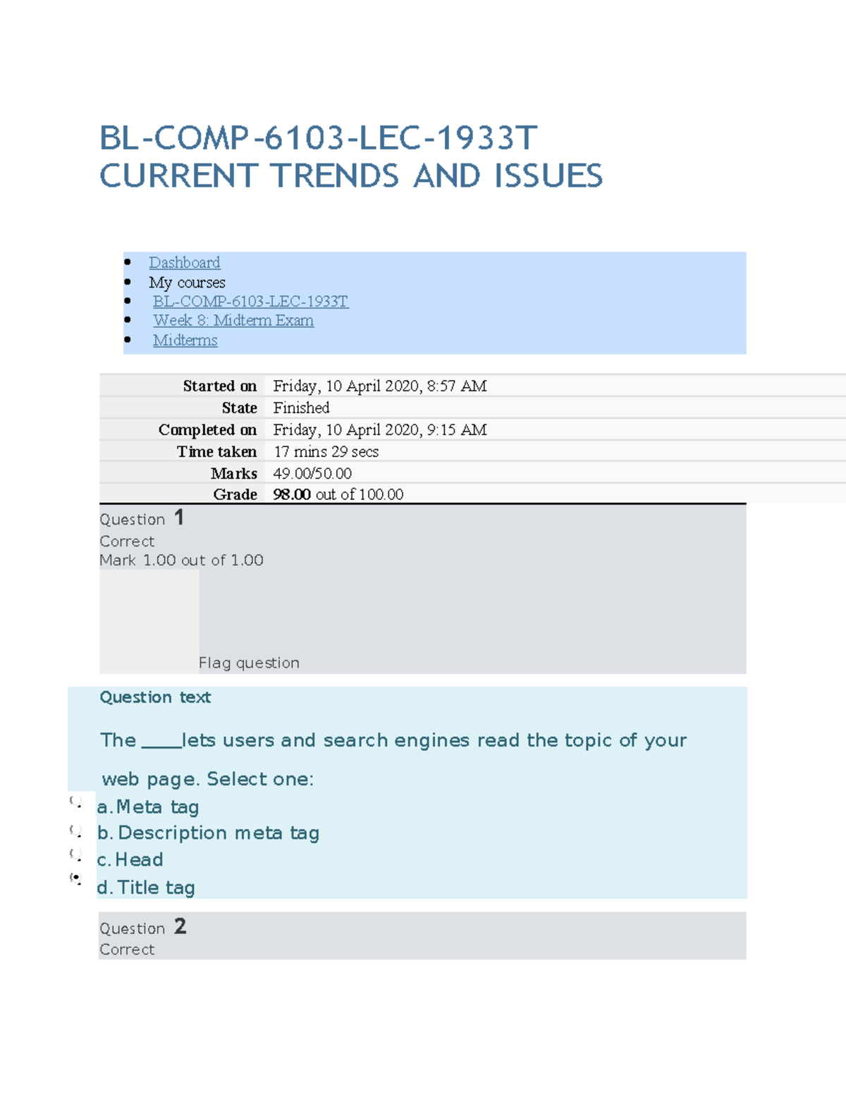 Bl comp 6103 lec 1933t current trends and issues - Dashboard My courses BL-COMP-6103-LEC-1933T ...