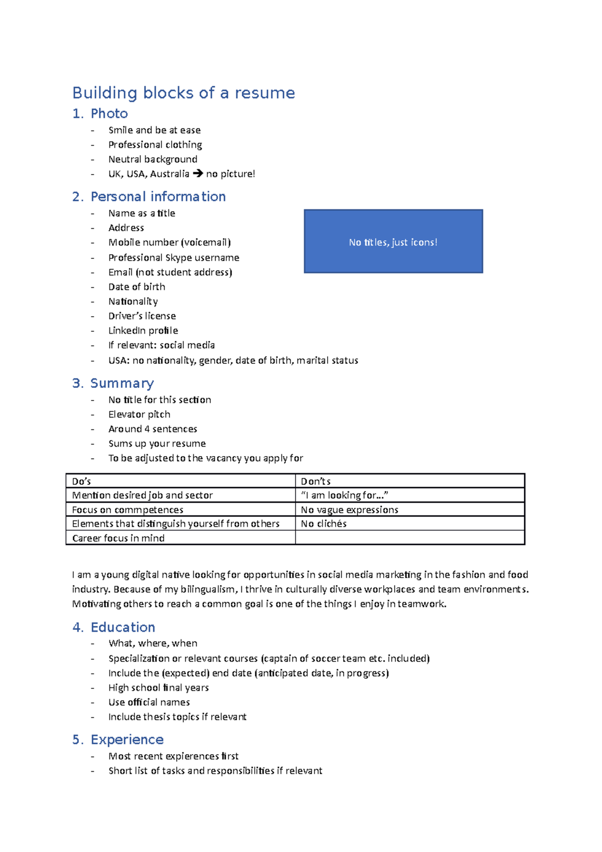 Resume notes - Samenvatting/Aantekeningen hoofdsbestandsdelen van een ...