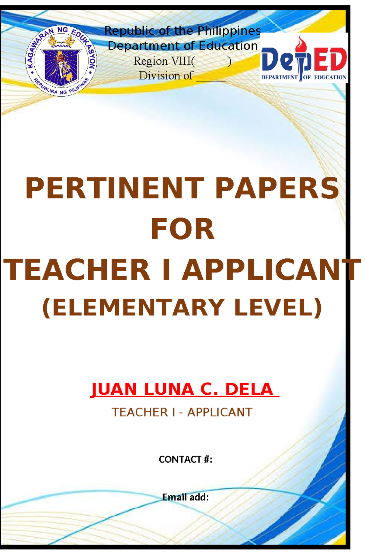 Cover page - Trf - Trform - Republic of the Philippines Department of ...