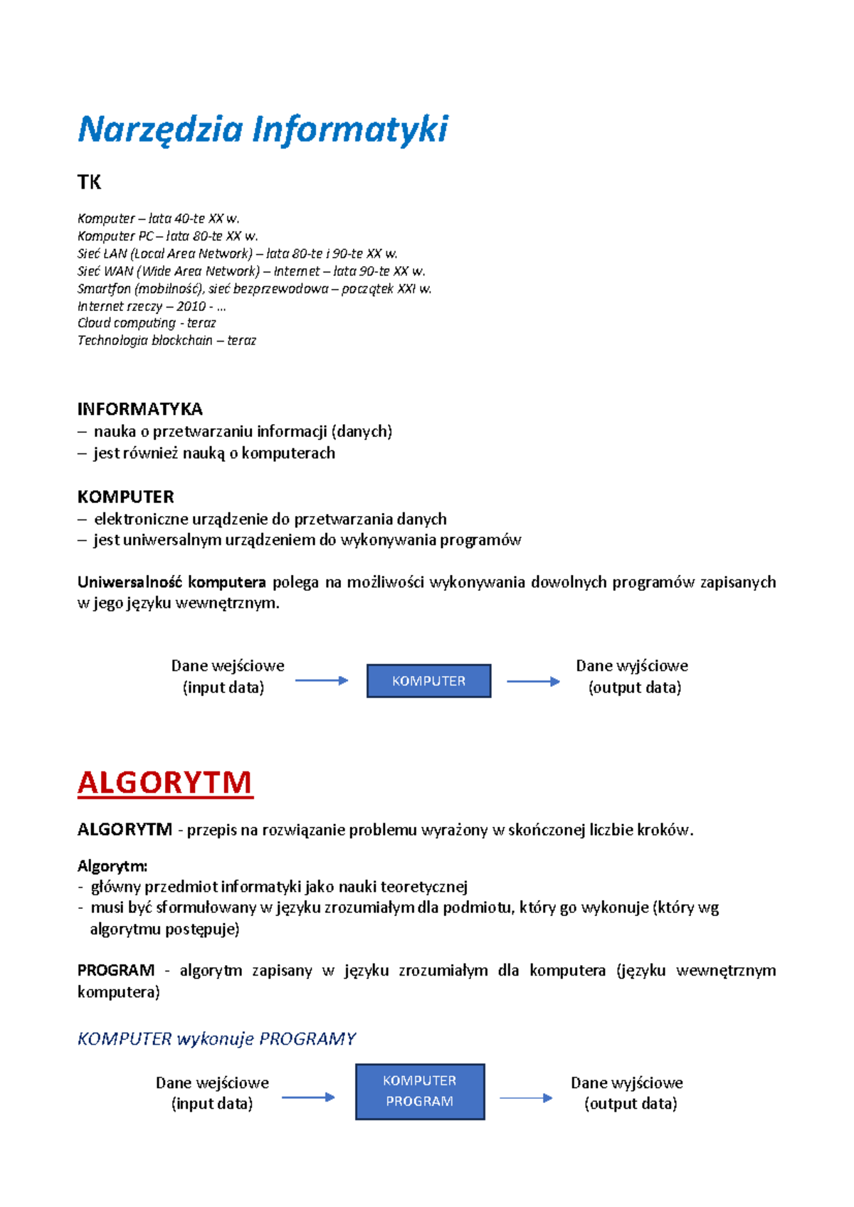 Notatki WYKŁADY Narzędzia Informatyki - Narzędzia Informatyki TK ...