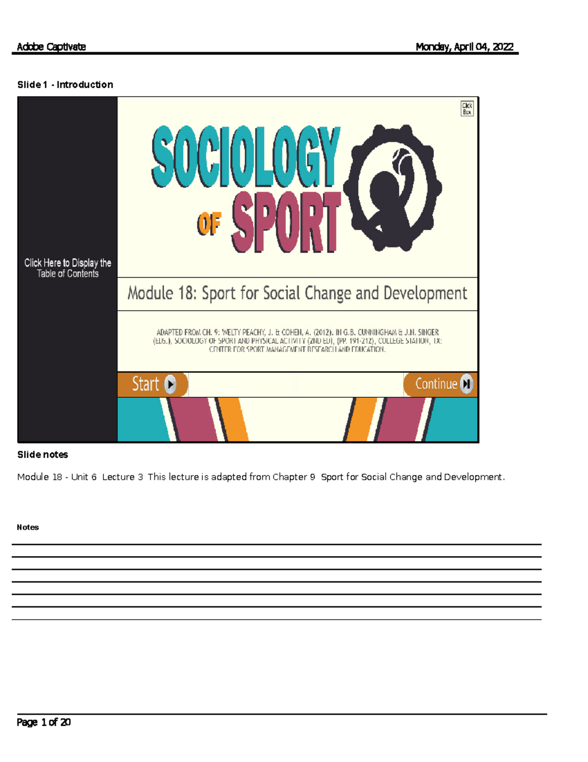 Module 18 - Handout - lecture - Slide 1 - Introduction Slide notes ...