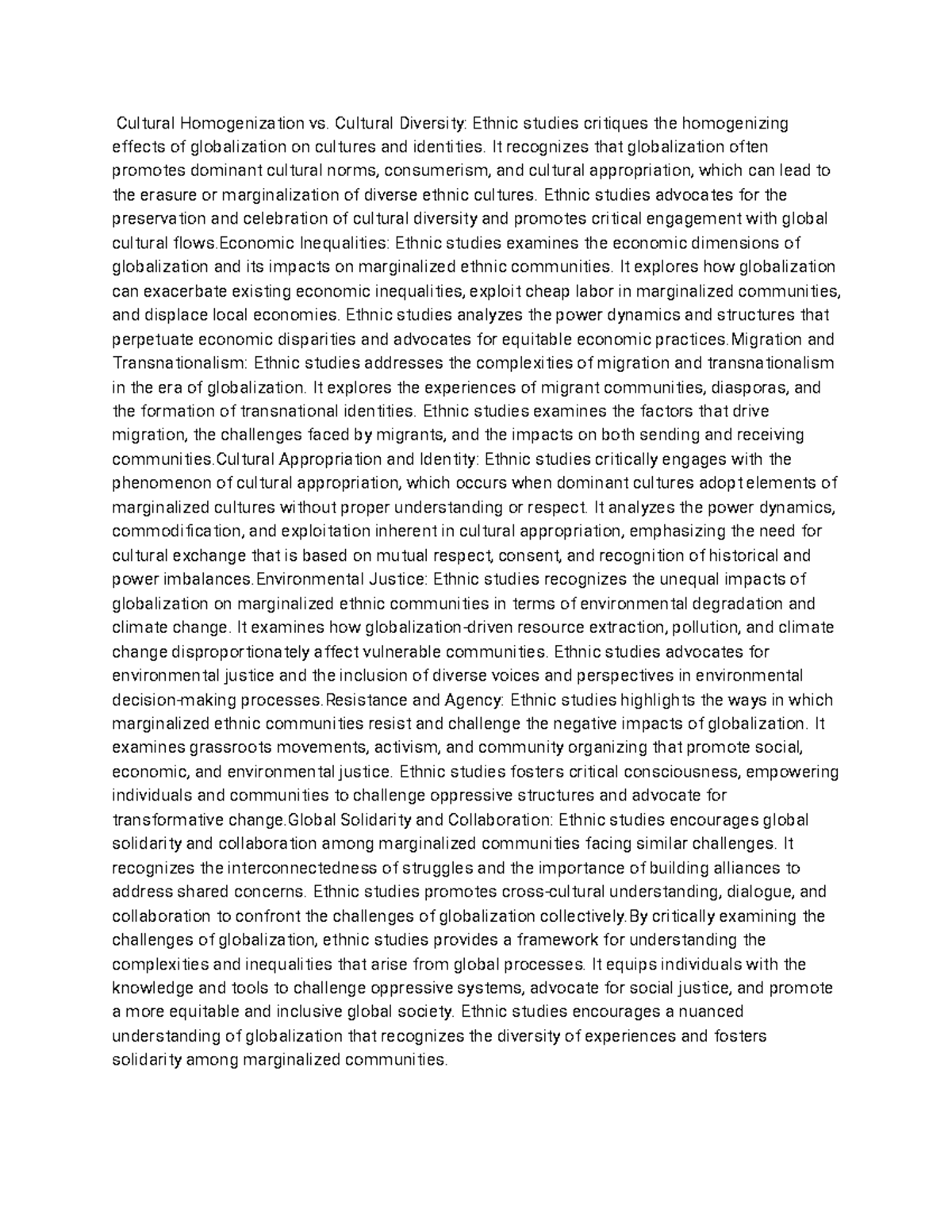 Ethnic Studies-18 - Notes - Cultural Homogenization vs. Cultural ...