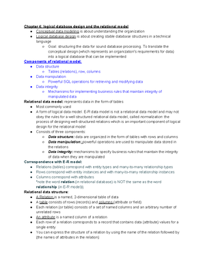 Chapter 4; Logical Database Design and the Relational Model - THE RELATIONAL DATA MODEL ...