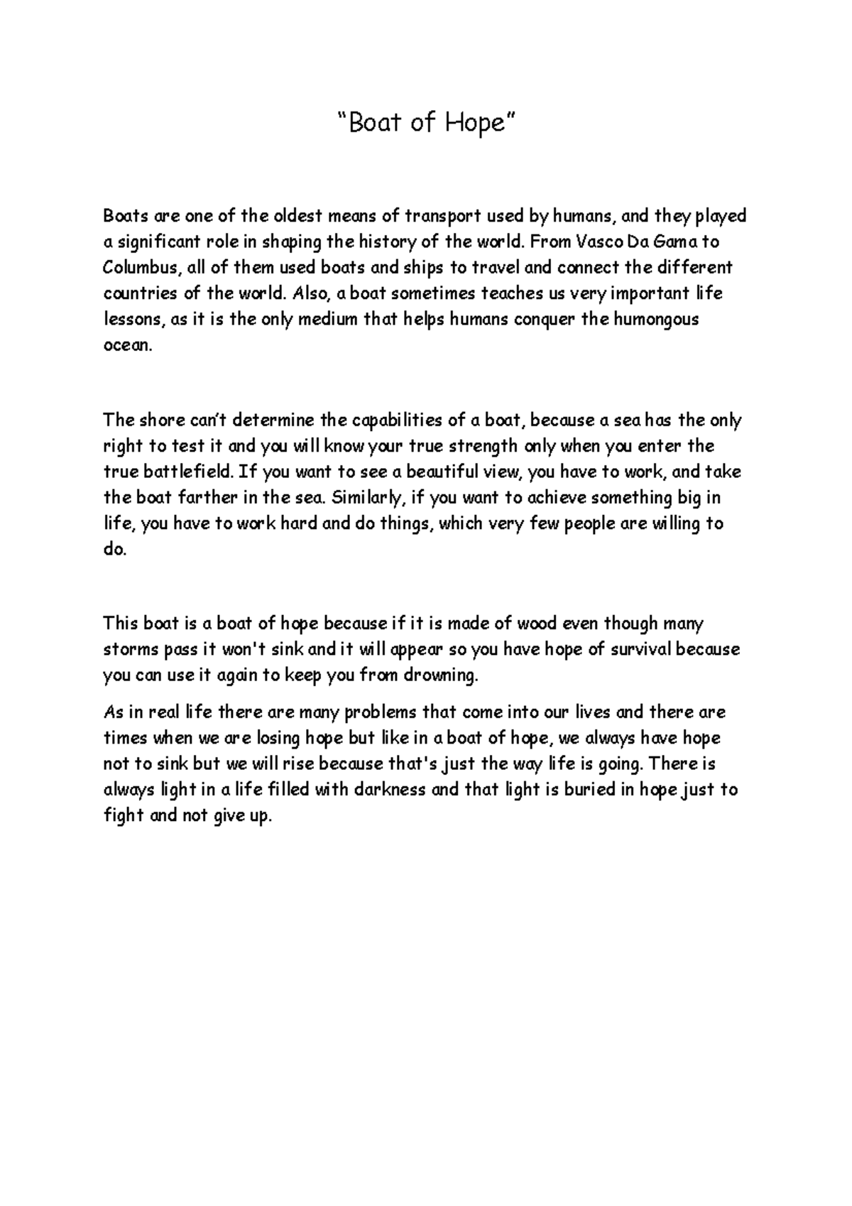 Boat-of-Hope - boat of life - “Boat of Hope” Boats are one of the ...