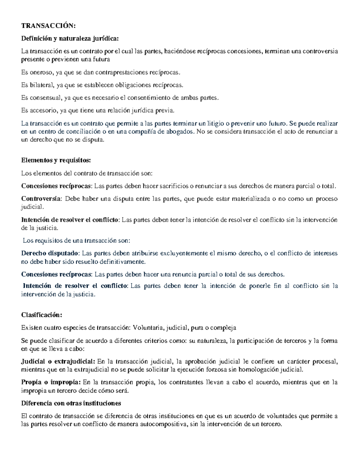 Contratos de Transacción - TRANSACCIÓN: Definición y naturaleza ...