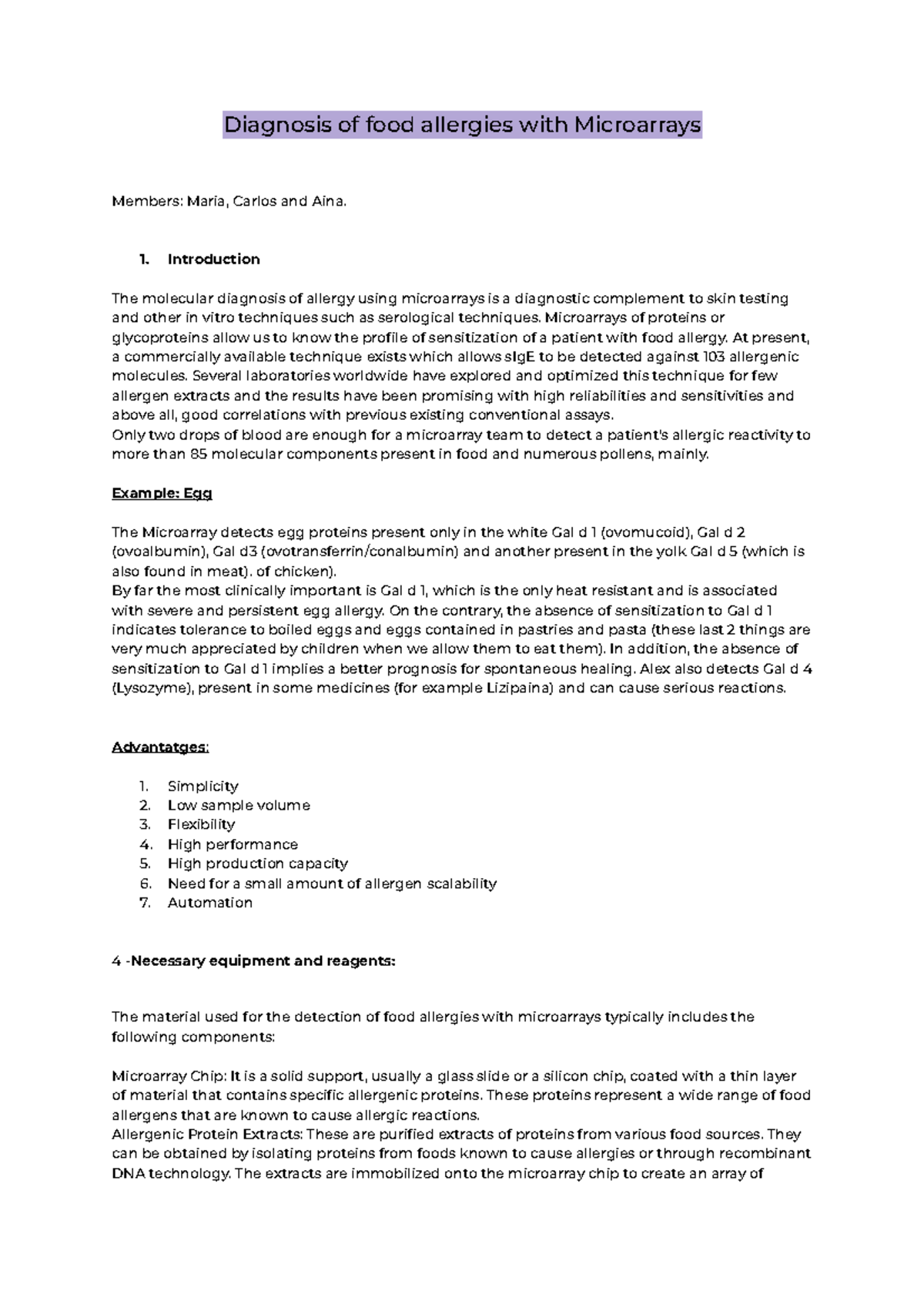 Pòster - AAA - Diagnosis of food allergies with Microarrays Members ...