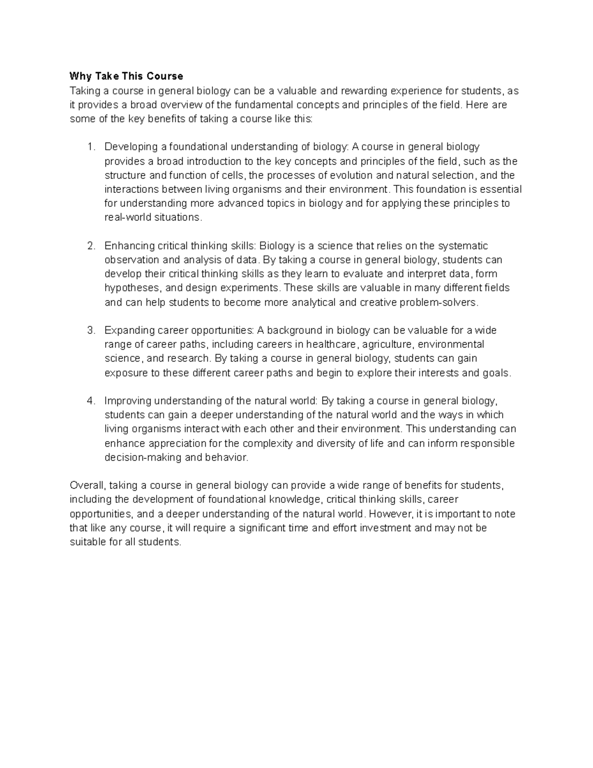 Why Take This Course - Why Take This Course Taking a course in general ...