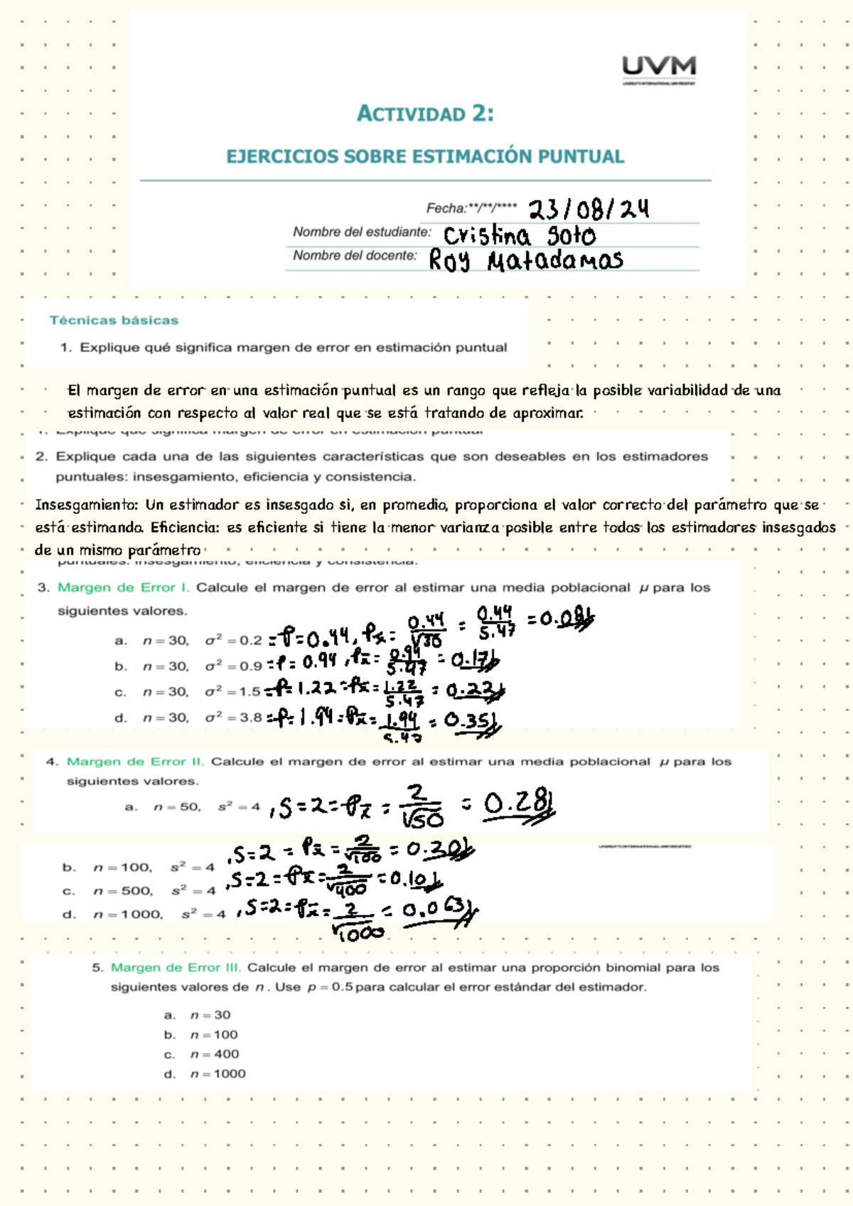 A2 CSM 2 - Si es tarea - El margen de error en una estimación puntual ...
