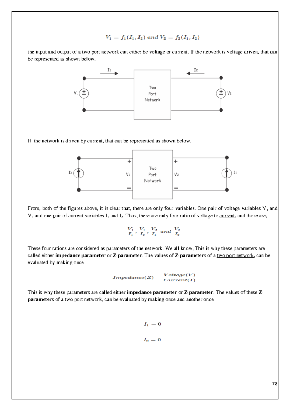 Iare Na Lecture Notes 1 The Input And Output Of A Two Port Network Can Either Be Voltage Or