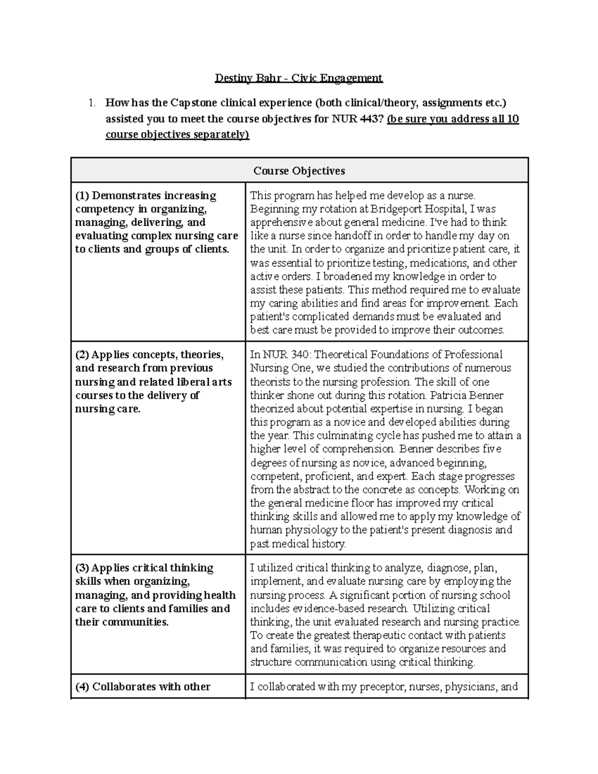 Civic Engagement Assignment - Destiny Bahr - Civic Engagement How has ...