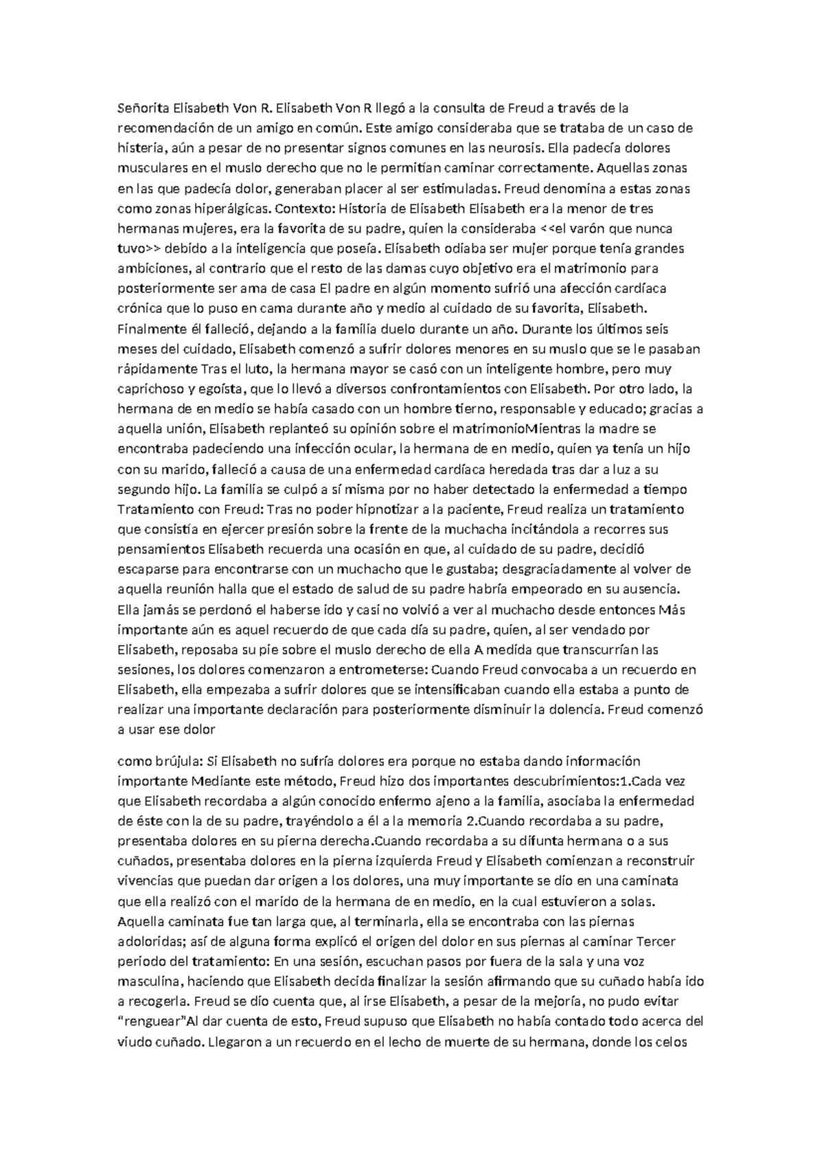 Señorita Elisabeth Von R - Elisabeth Von R llegó a la consulta de Freud ...
