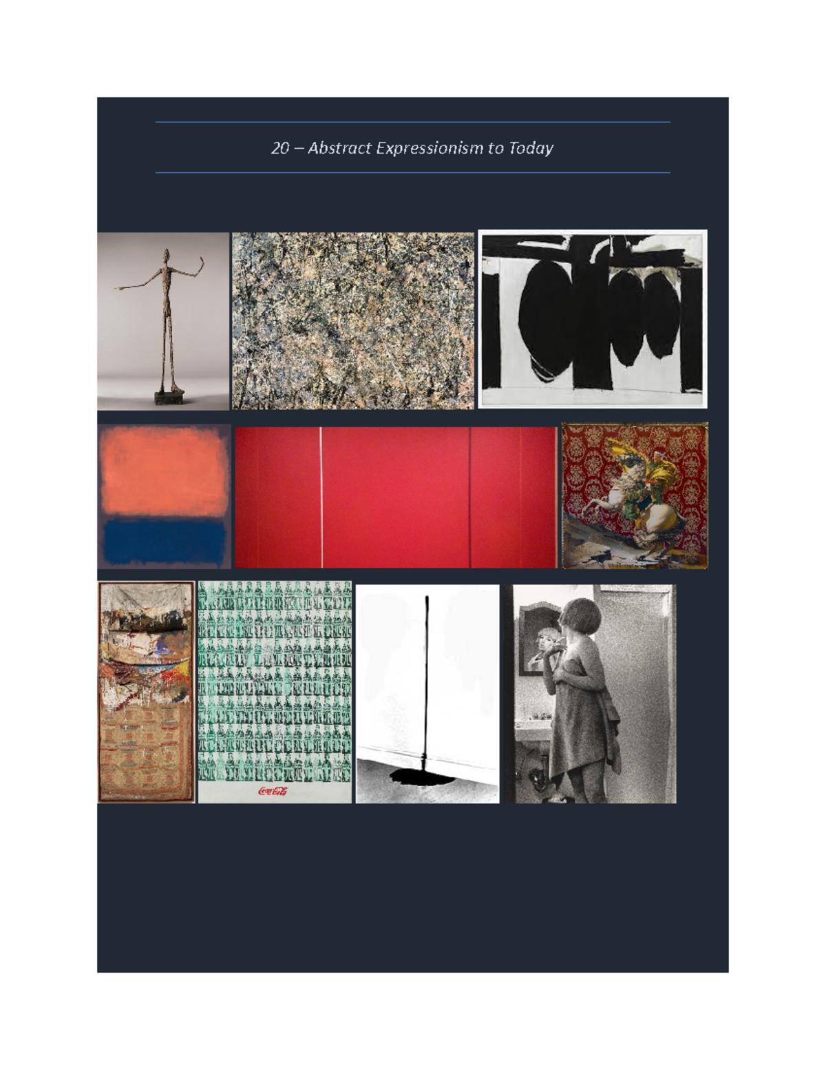 20 – Abstract Expressionism to Today - 20 – Abstract Expressionism to ...