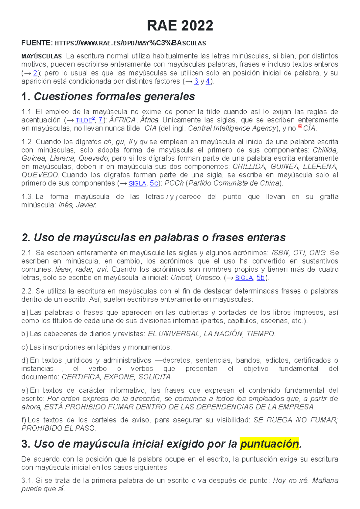 RAE 2022 USO DE Mayusculas - RAE 2022 FUENTE: HTTPS:WWW.RAE/DPD/MAY%C3 ...