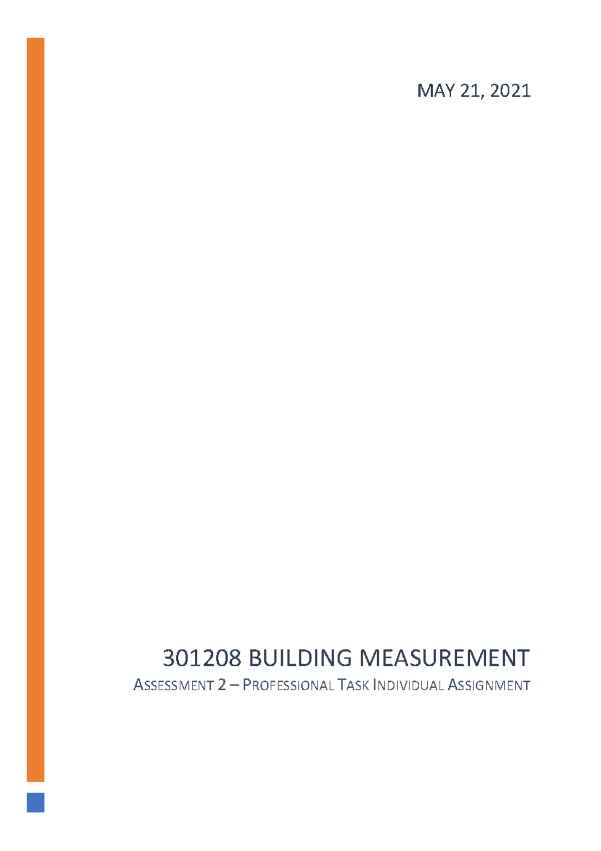 BM - Example 2 - notes - 301208 BUILDING MEASUREMENT ASSESSMENT 2 ...