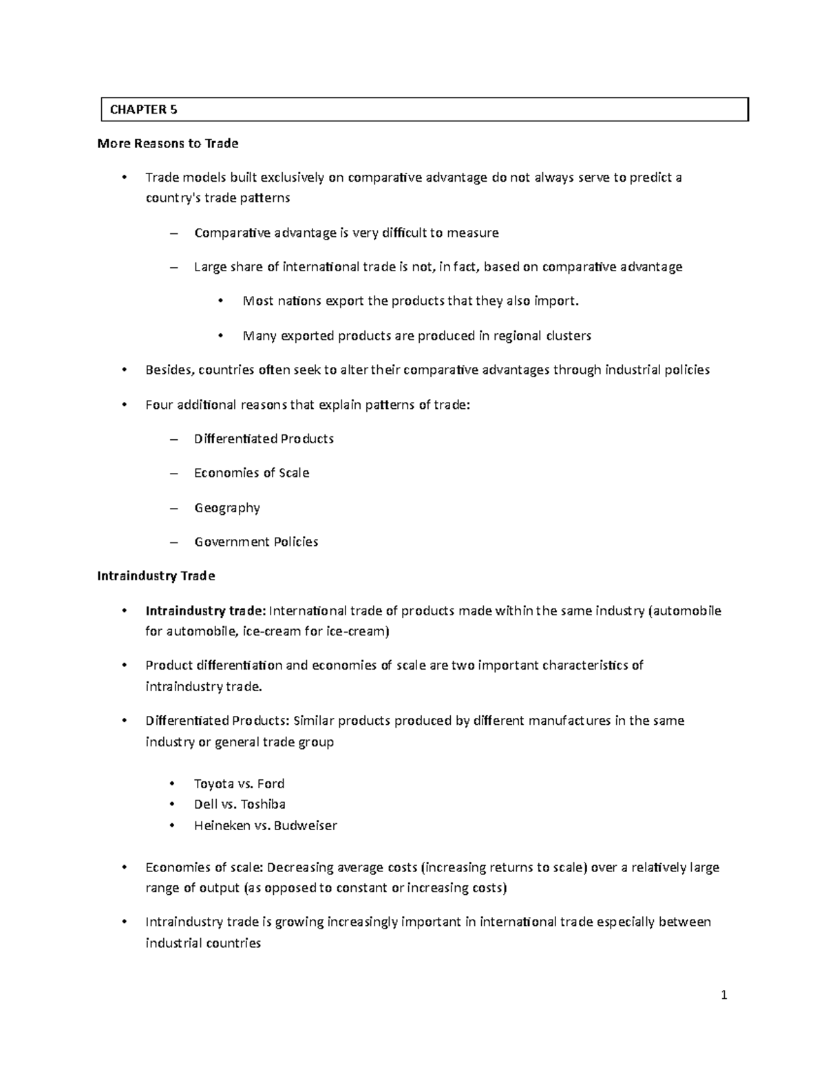 Chapter 5 - 1 CHAPTER 5 More Reasons to Trade Trade models built ...