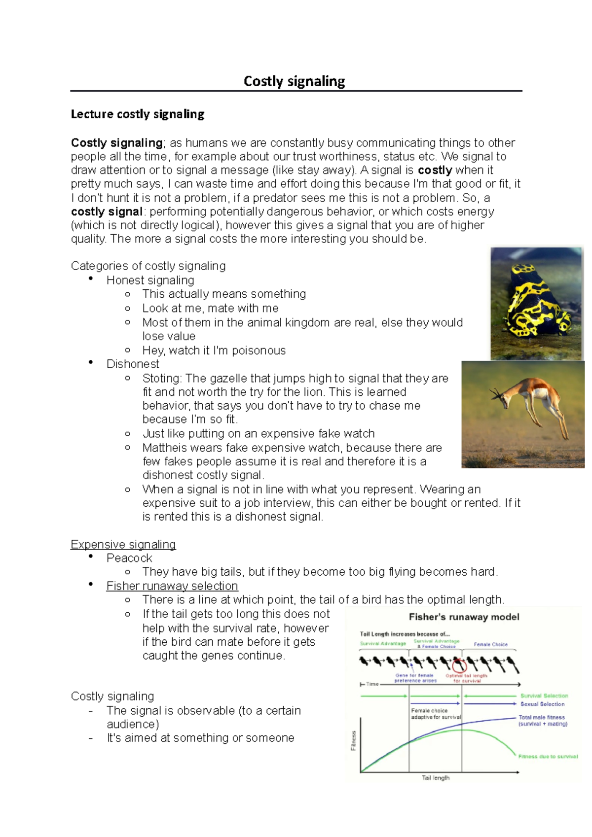 Costly signaling - social influence - Costly signaling Lecture costly ...
