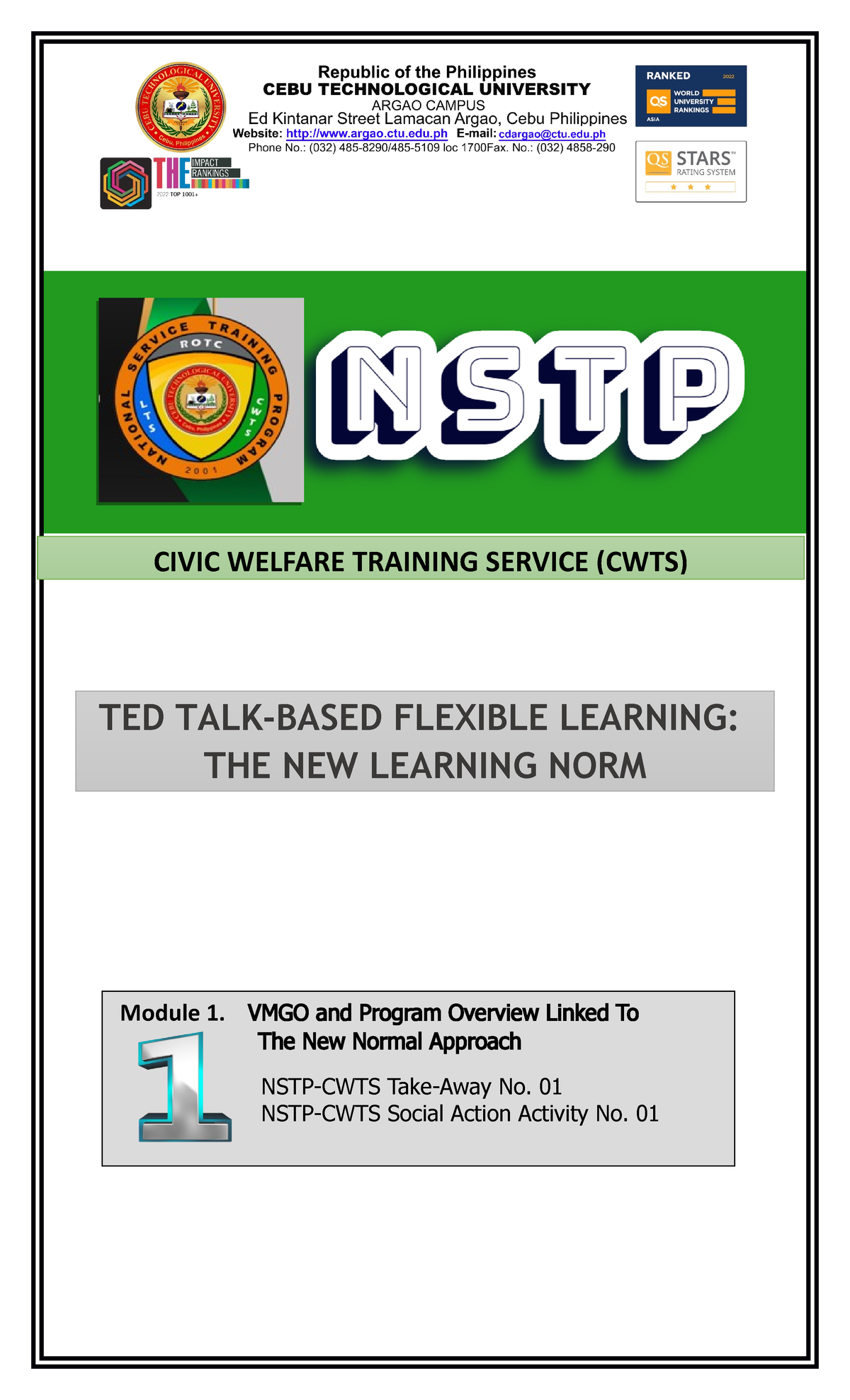 Module-1-unified-course-pack-CWTS-1-2022-2023 (1) - Module 1. VMGO and Program Overview Linked ...