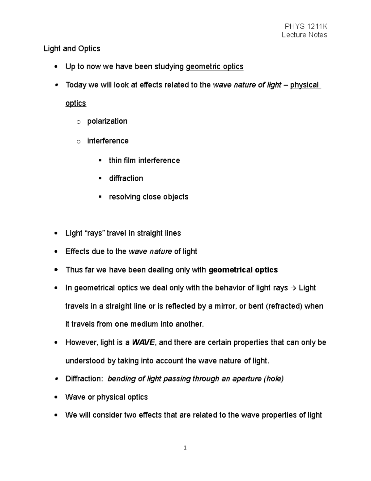 2021-PHYS1211K-Physics-Lecture-Notes-Light and Optics -15D - PHYS 1211K ...