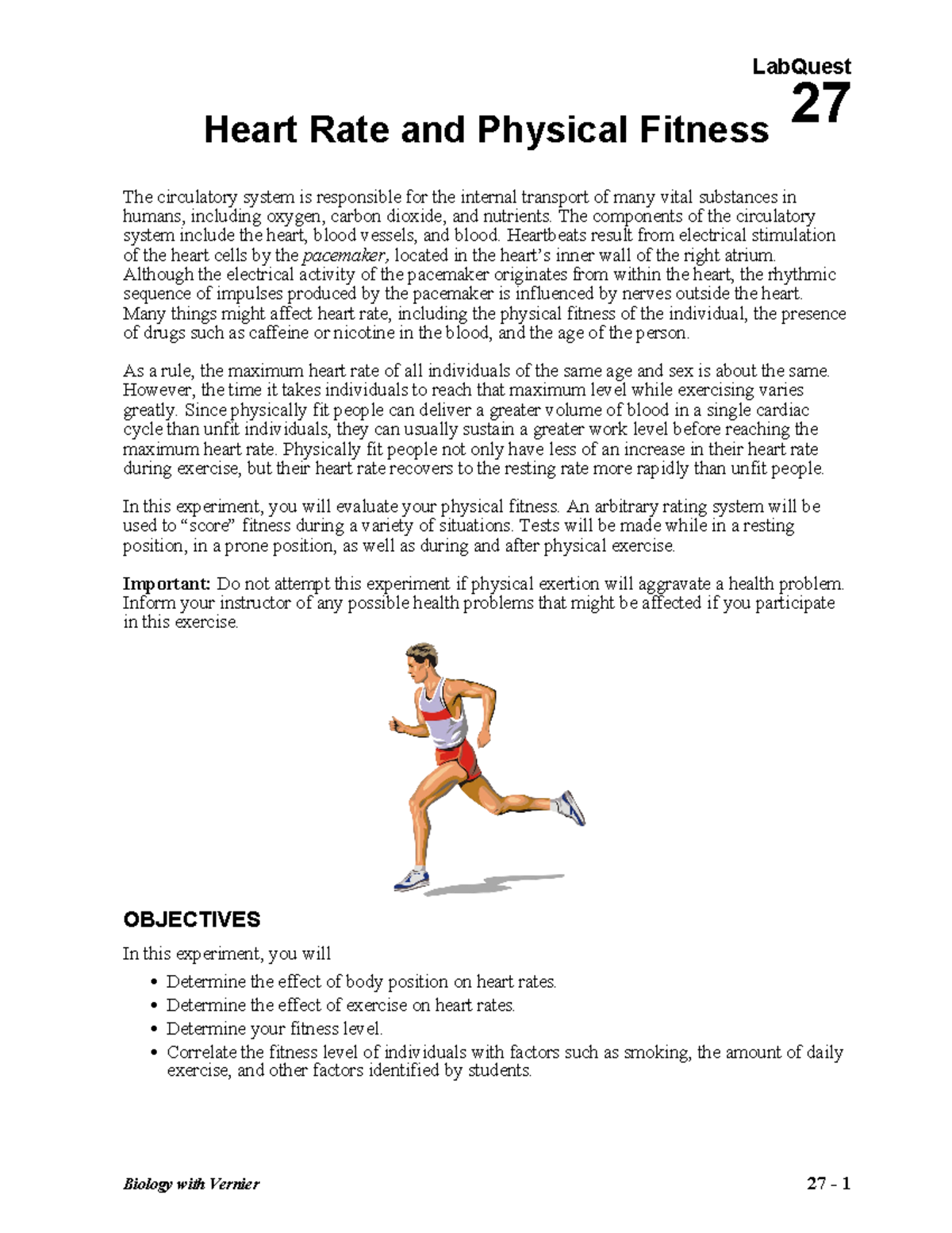 Heart Rate and Physical Activity - Biology with Vernier 27 - 1 27 Heart ...