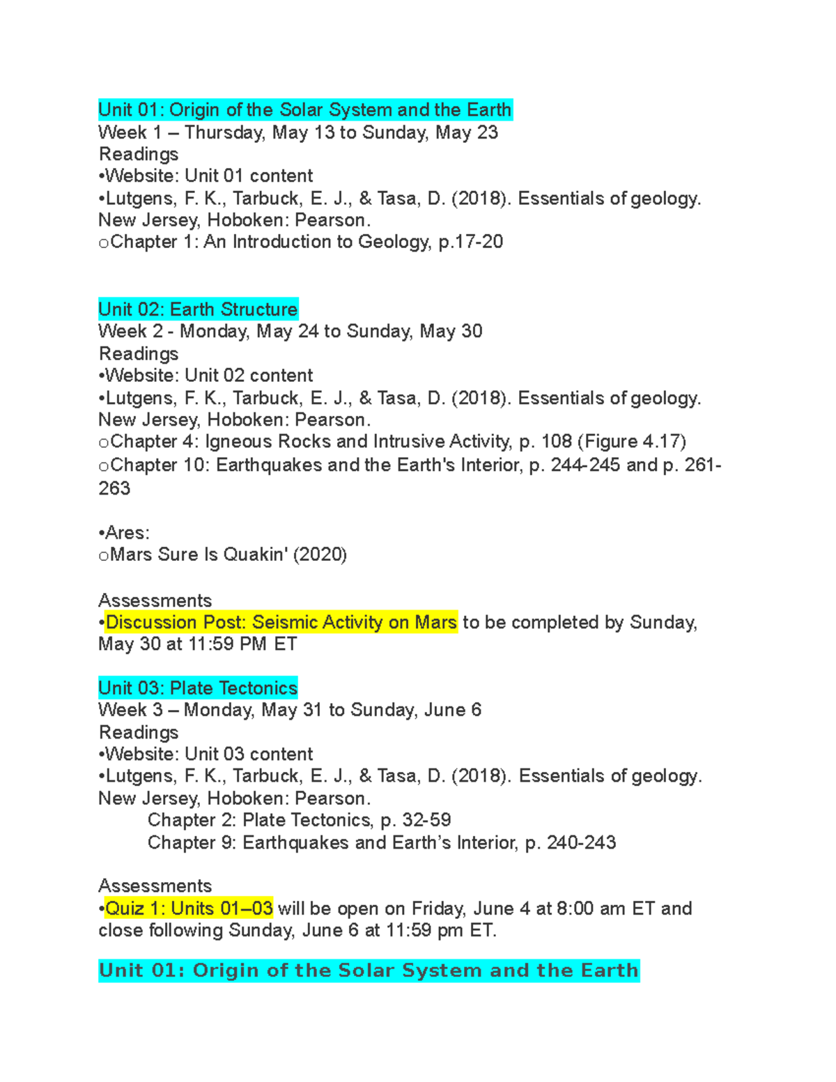 Unit 1 & 2 Solar System and Earth's Structure - Unit 01: Origin of the ...