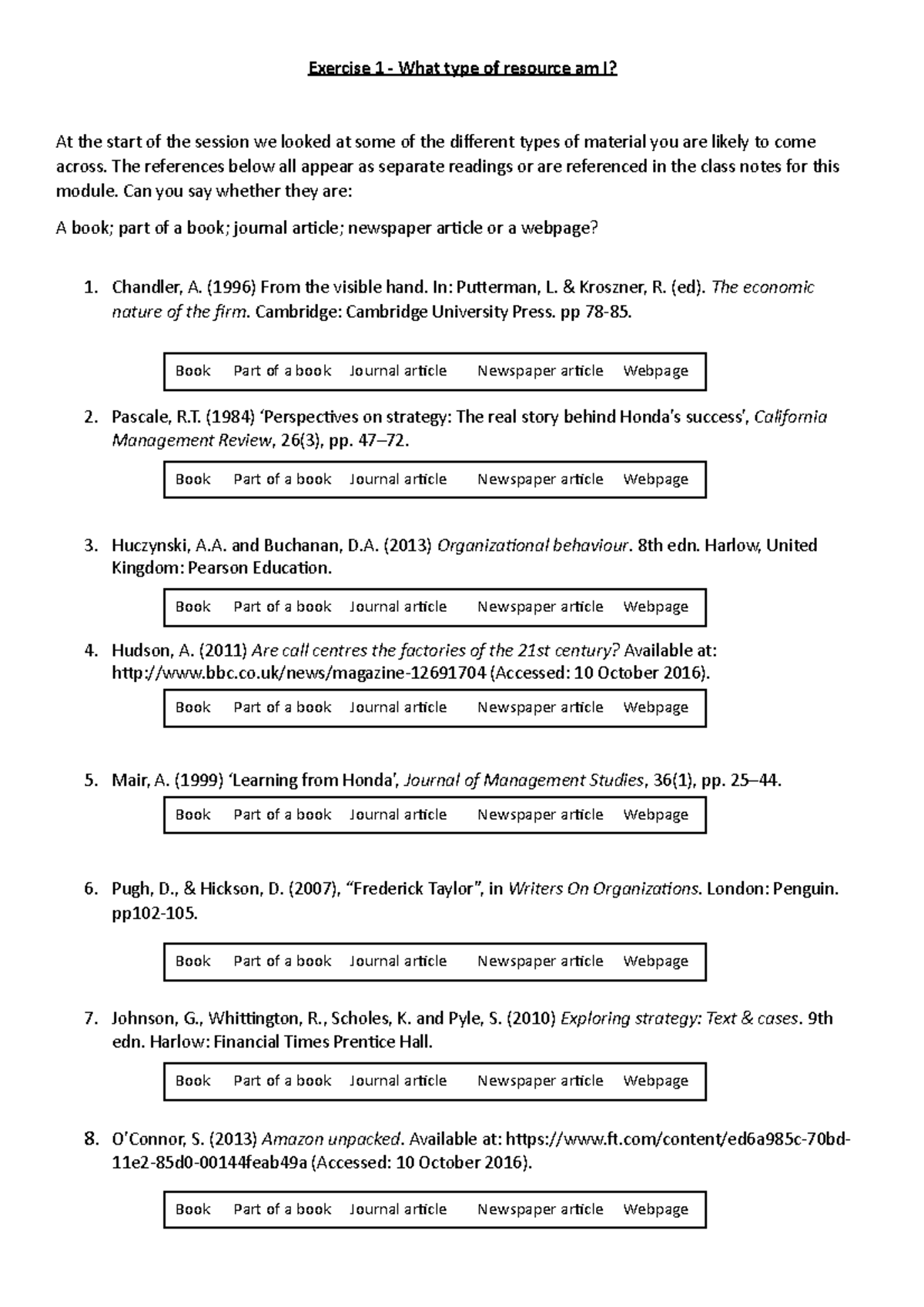 Academic writing 2017 exercises - Exercise 1 - What type of resource am ...