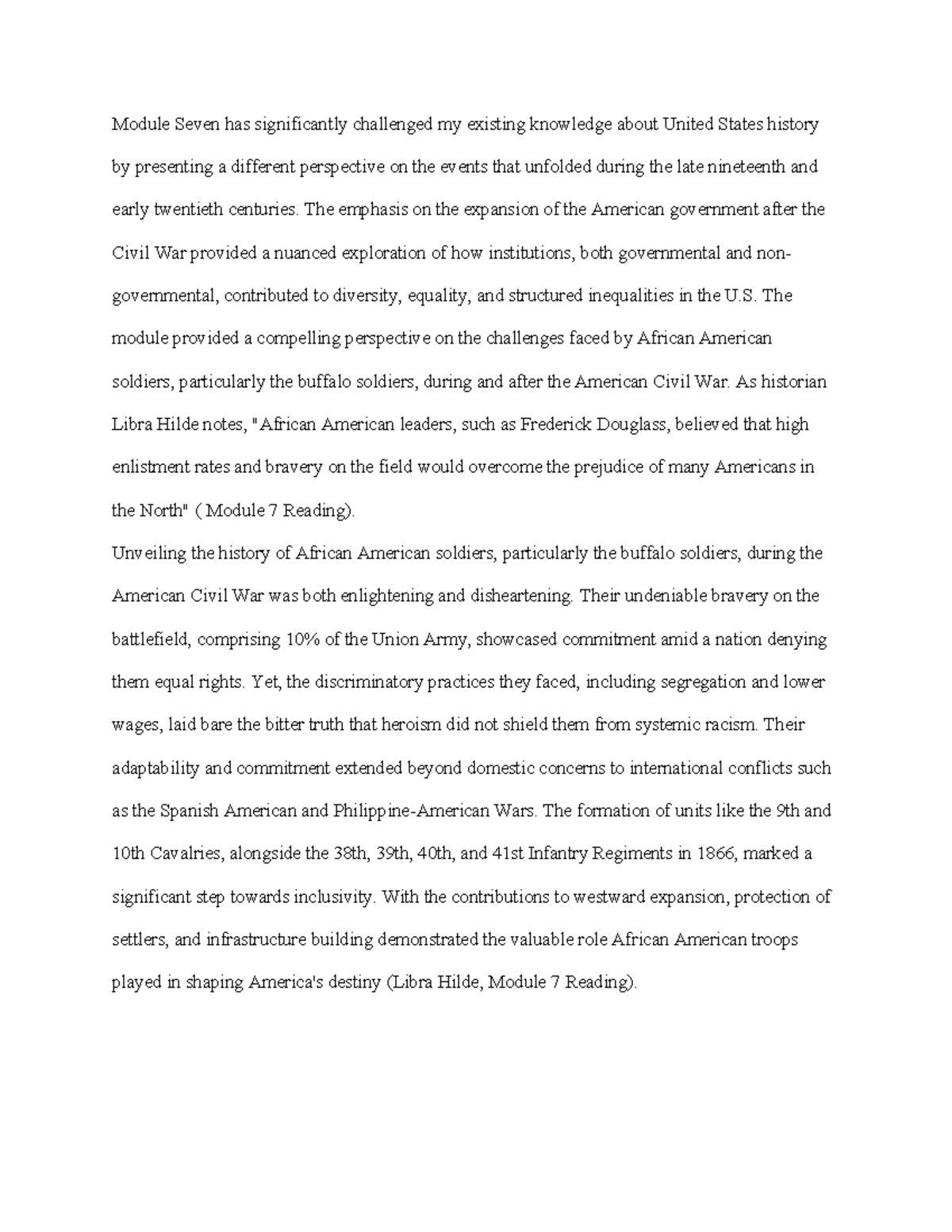 Midterm Reflection - grade A - Module Seven has significantly ...