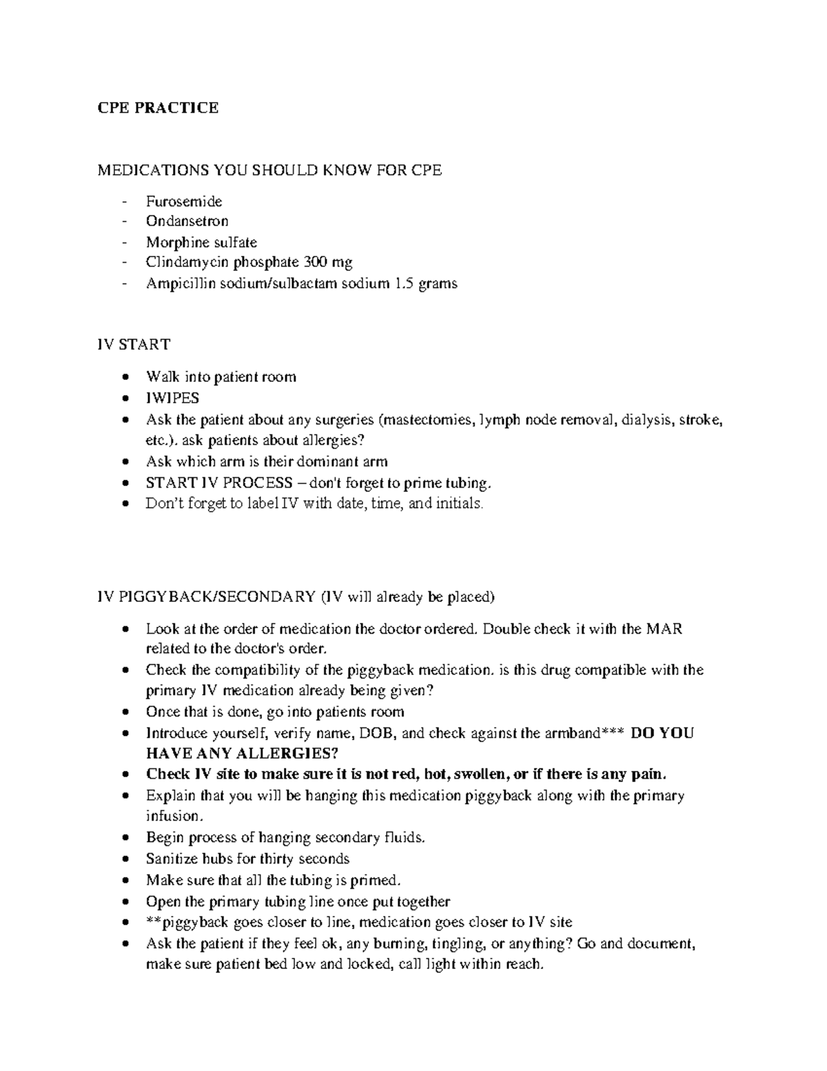 CPE A MED SURG - CPE A Med Surg with Linda Reeder - CPE PRACTICE ...