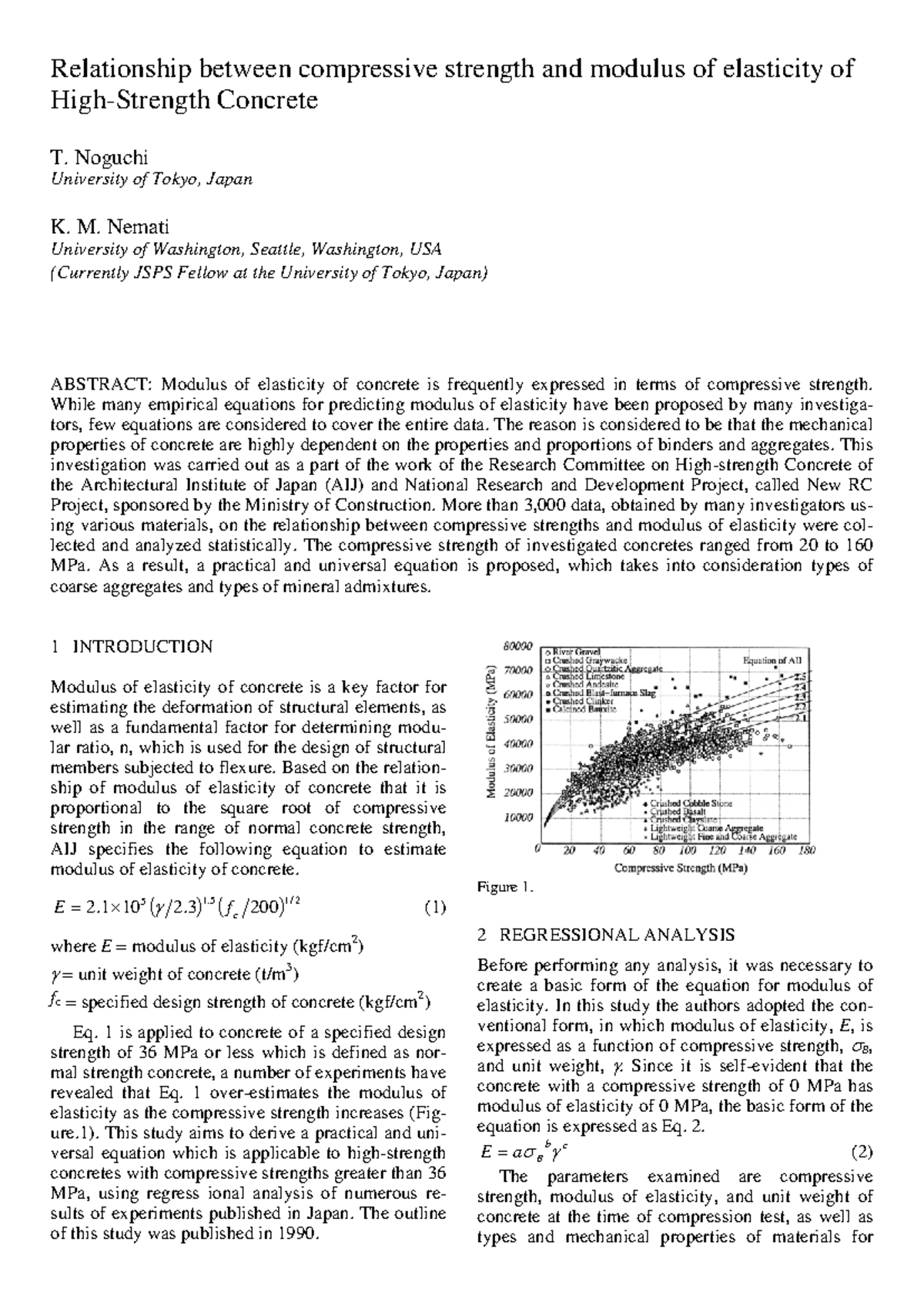 Relationship between compressive strength and modulus of elasticity of ...