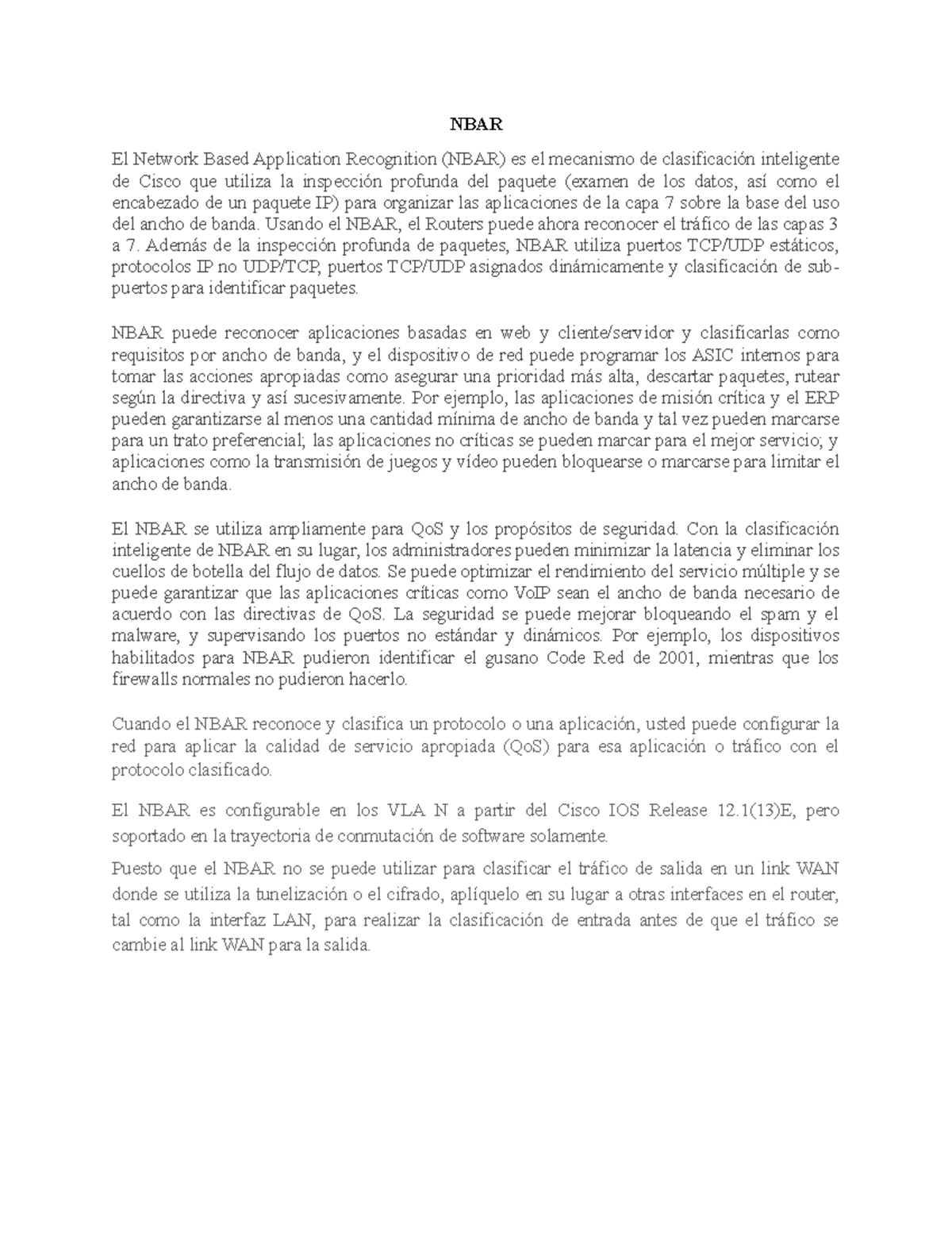 NBAR - Resumen de NBAR cisco - NBAR El Network Based Application ...