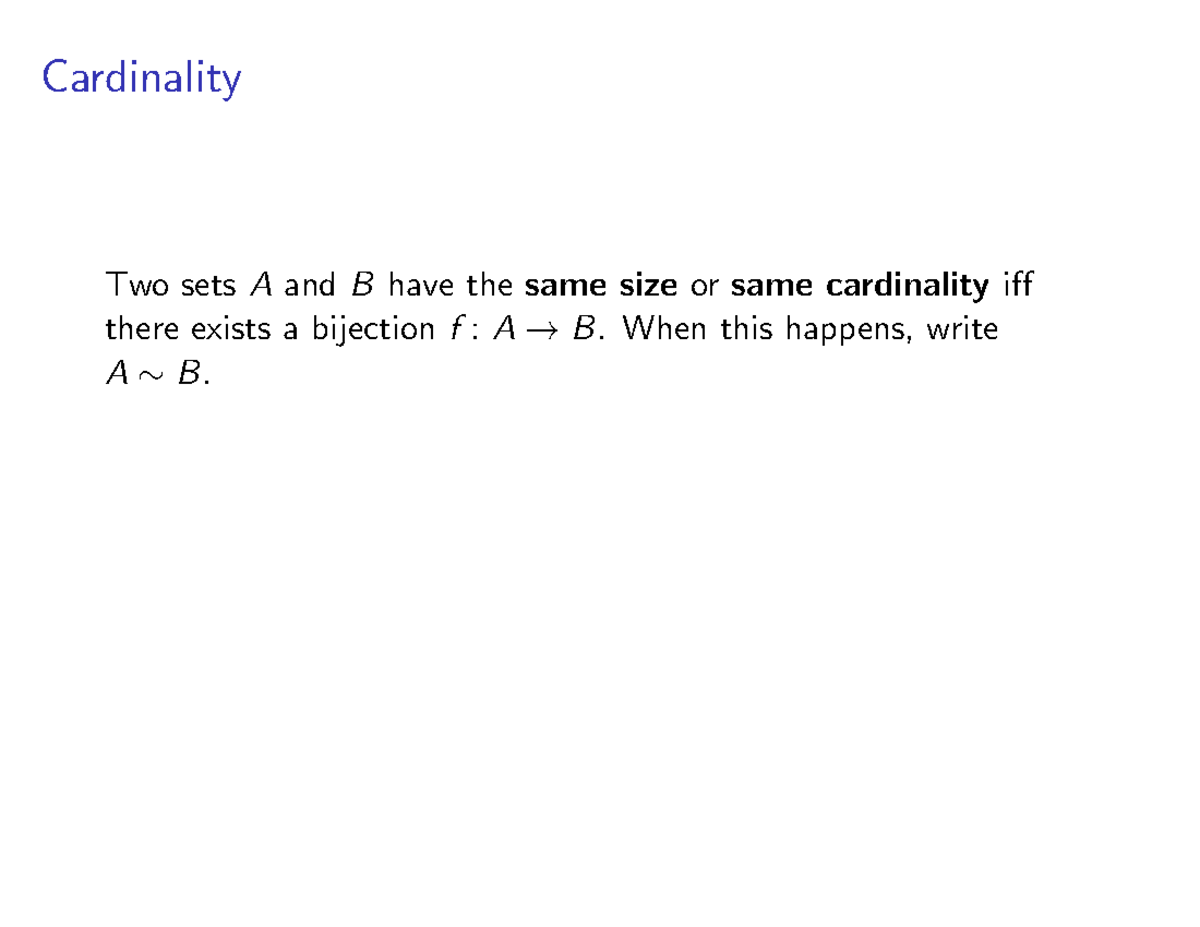 Slide 7 of U of M lecture. About Cardinality of function and some ...