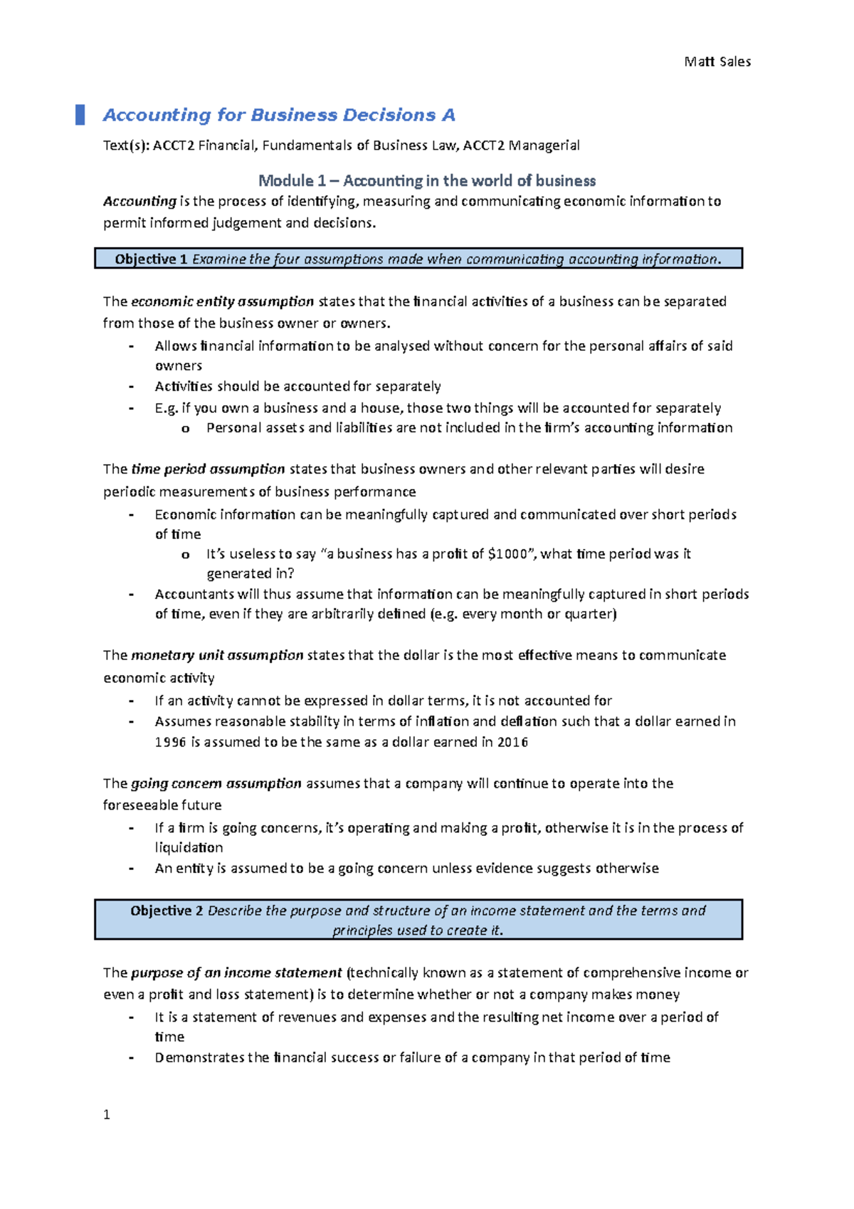 Accounting for Business Decisions A Notes - Accounting for Business ...
