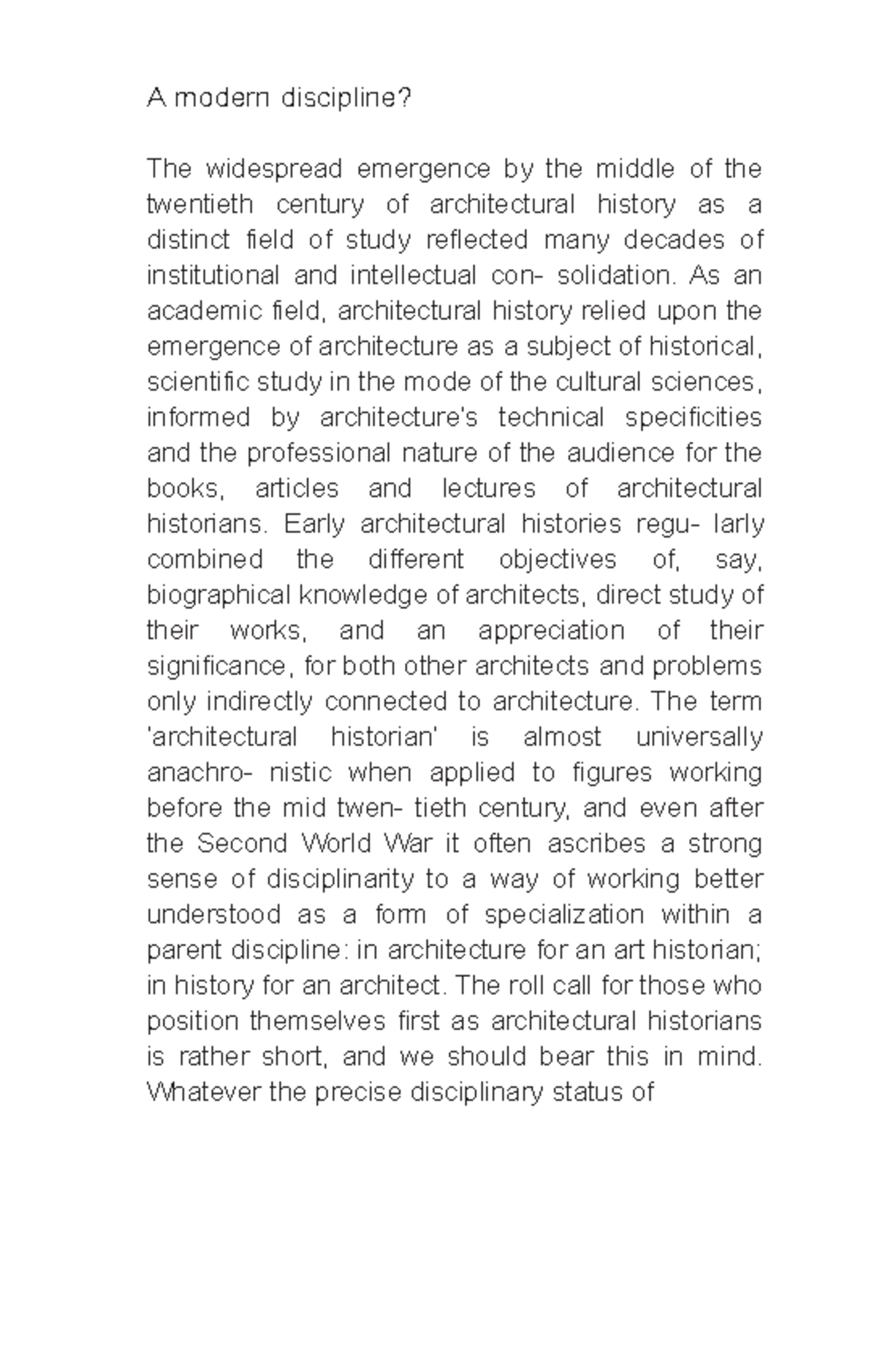 A modern discipline - The widespread emergence by the middle of the ...