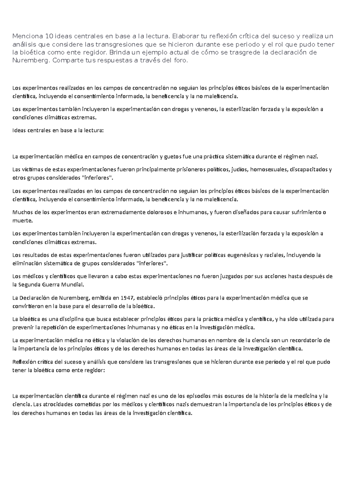 LOS Nasis - preguntas - Menciona 10 ideas centrales en base a la ...