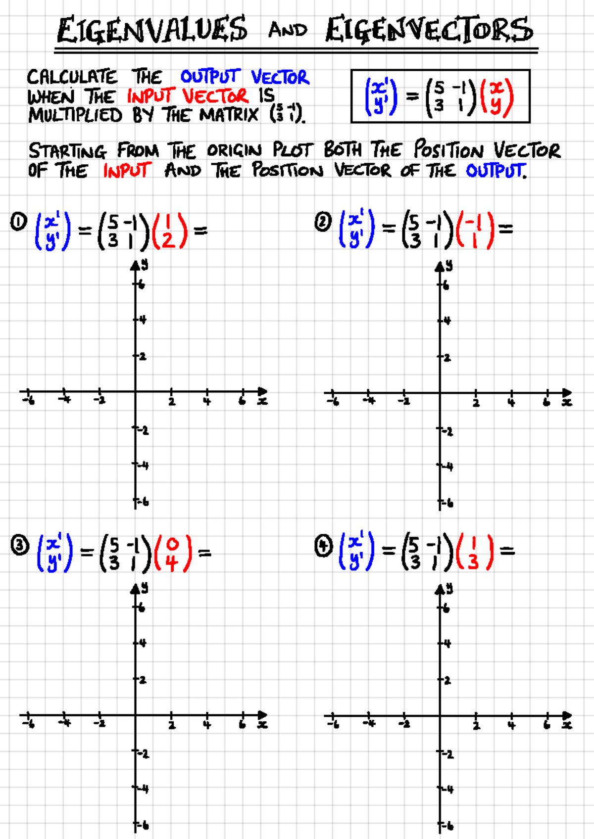 Eigenvectors Intro Worksheet - E#.$AnDEiIEEitNTtEiEiIioRS CALCULATE THE ...