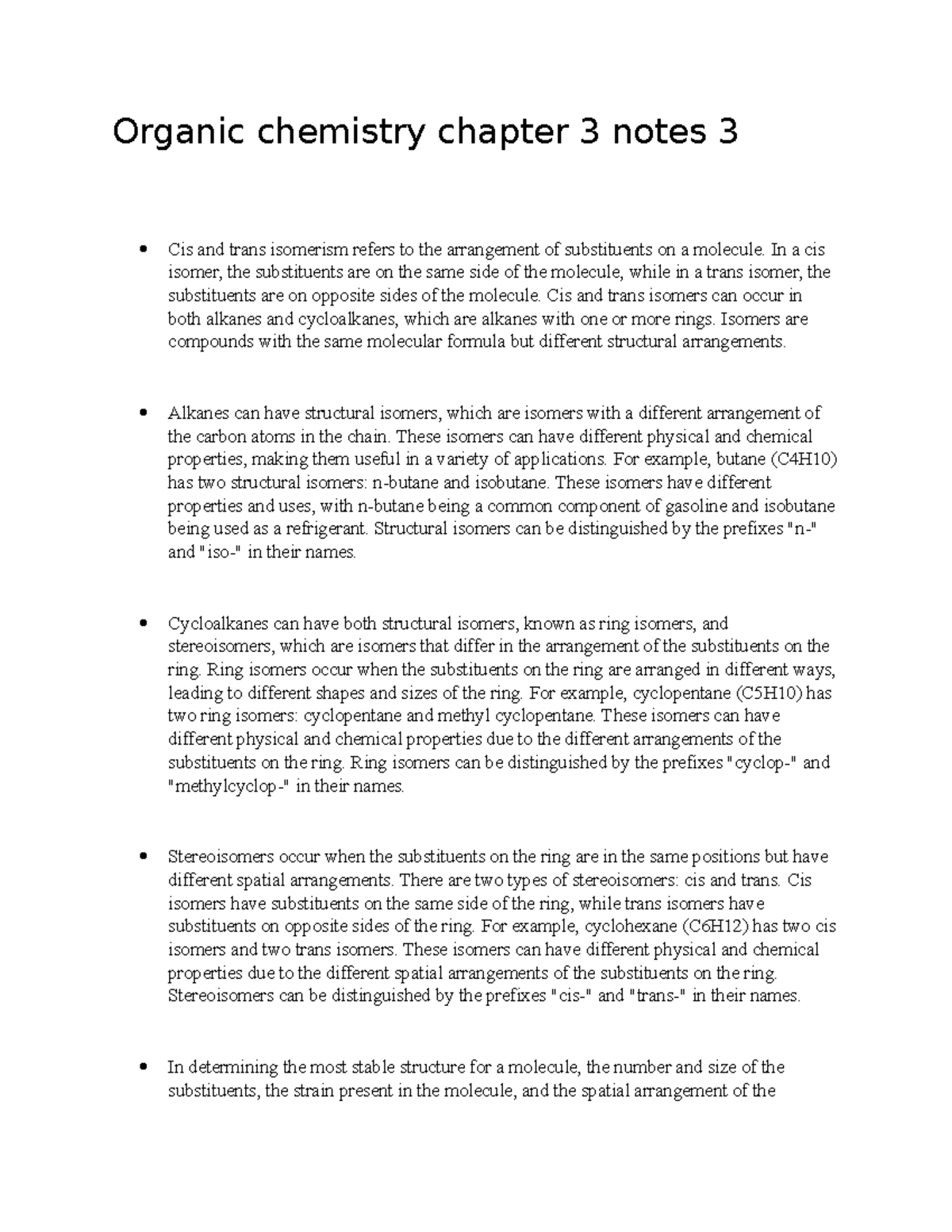Organic chemistry chapter 3 notes 3 - Organic chemistry chapter 3 notes ...