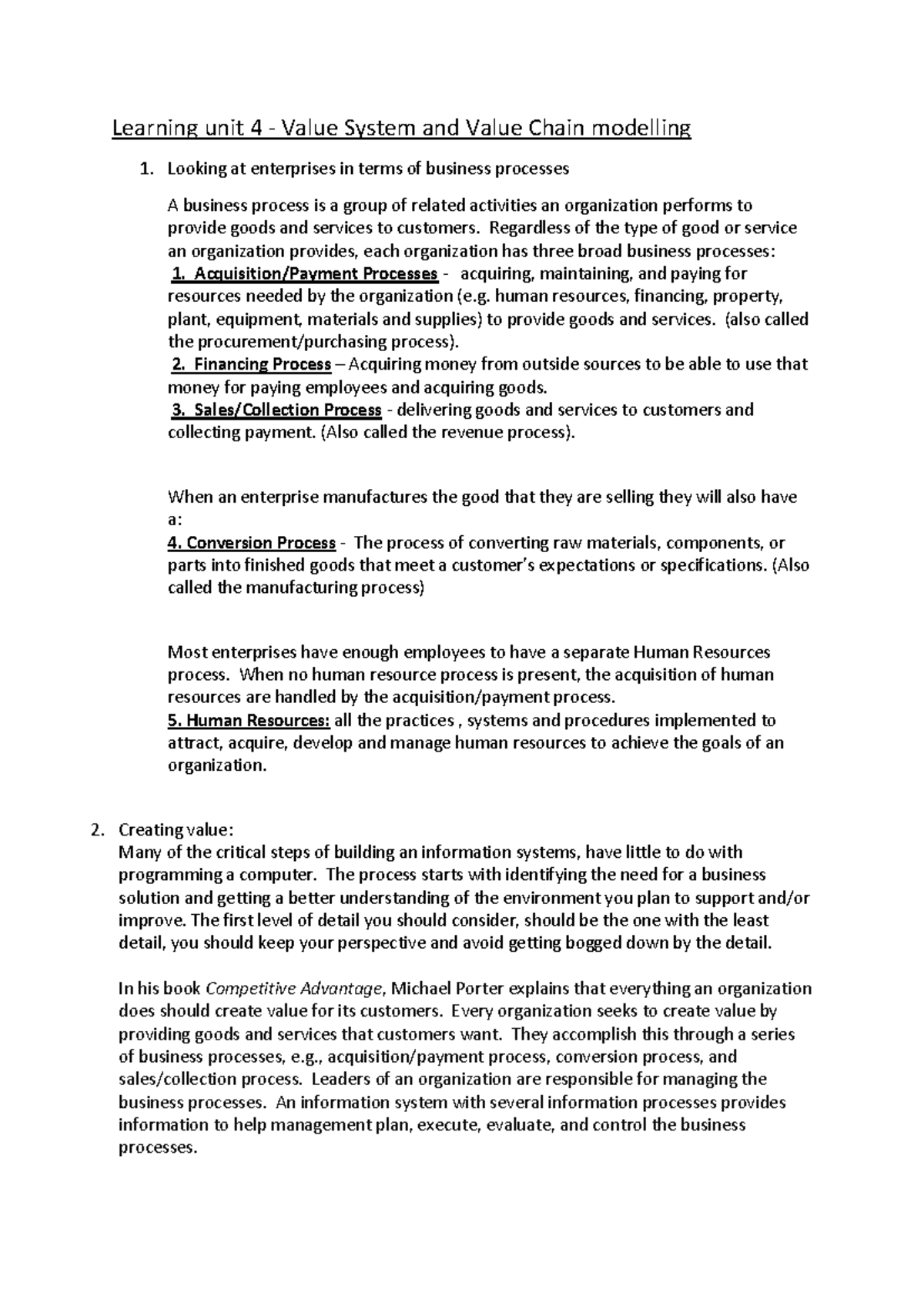 BB Learning unit 4 - BA Theory Chapter 4 - Learning unit 4 - Value ...