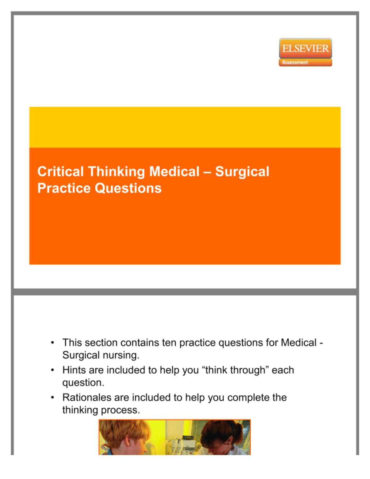 Critical Thinking Medical-Surgical - ELSEVIER Assessment Critical ...