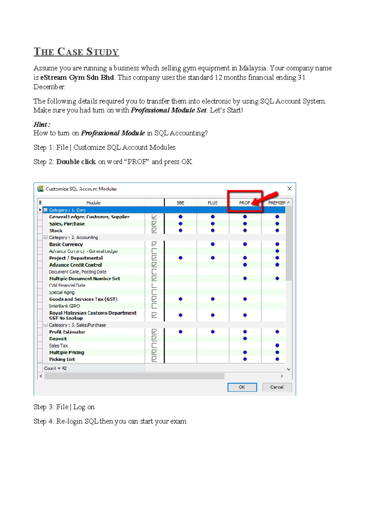SQLAccount Exam Paper 5 - THE CASE STUDY Assume you are running a ...