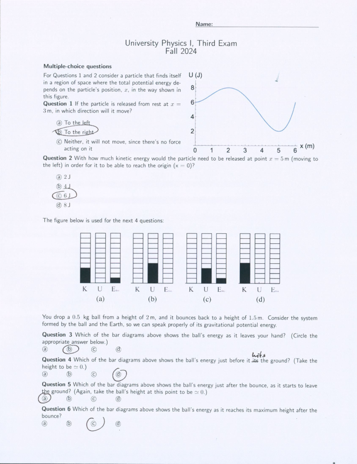 Exam3 solutions - test - Name: University Physics I, Third Exam Fall ...