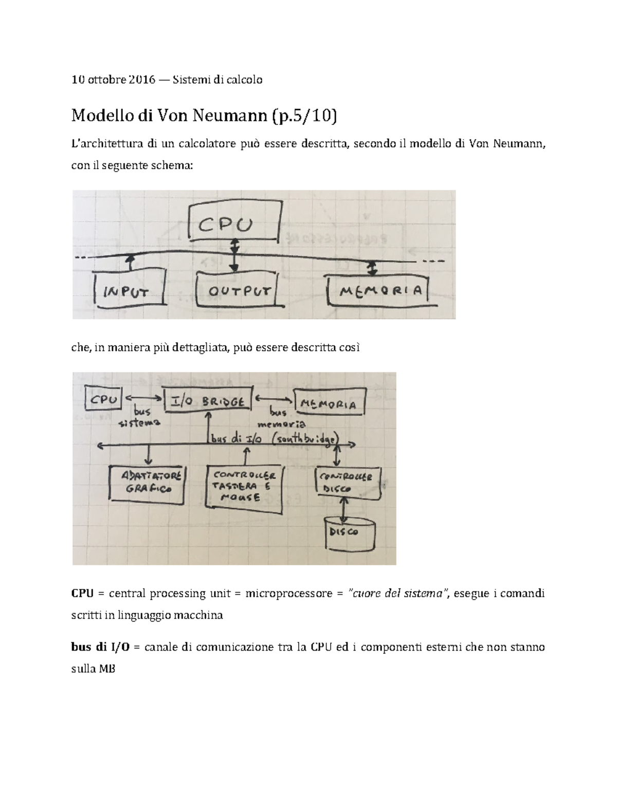 Appunti - Sistemi di calcolo - Modello di Von Neumann - a.a. 2016/2017 ...