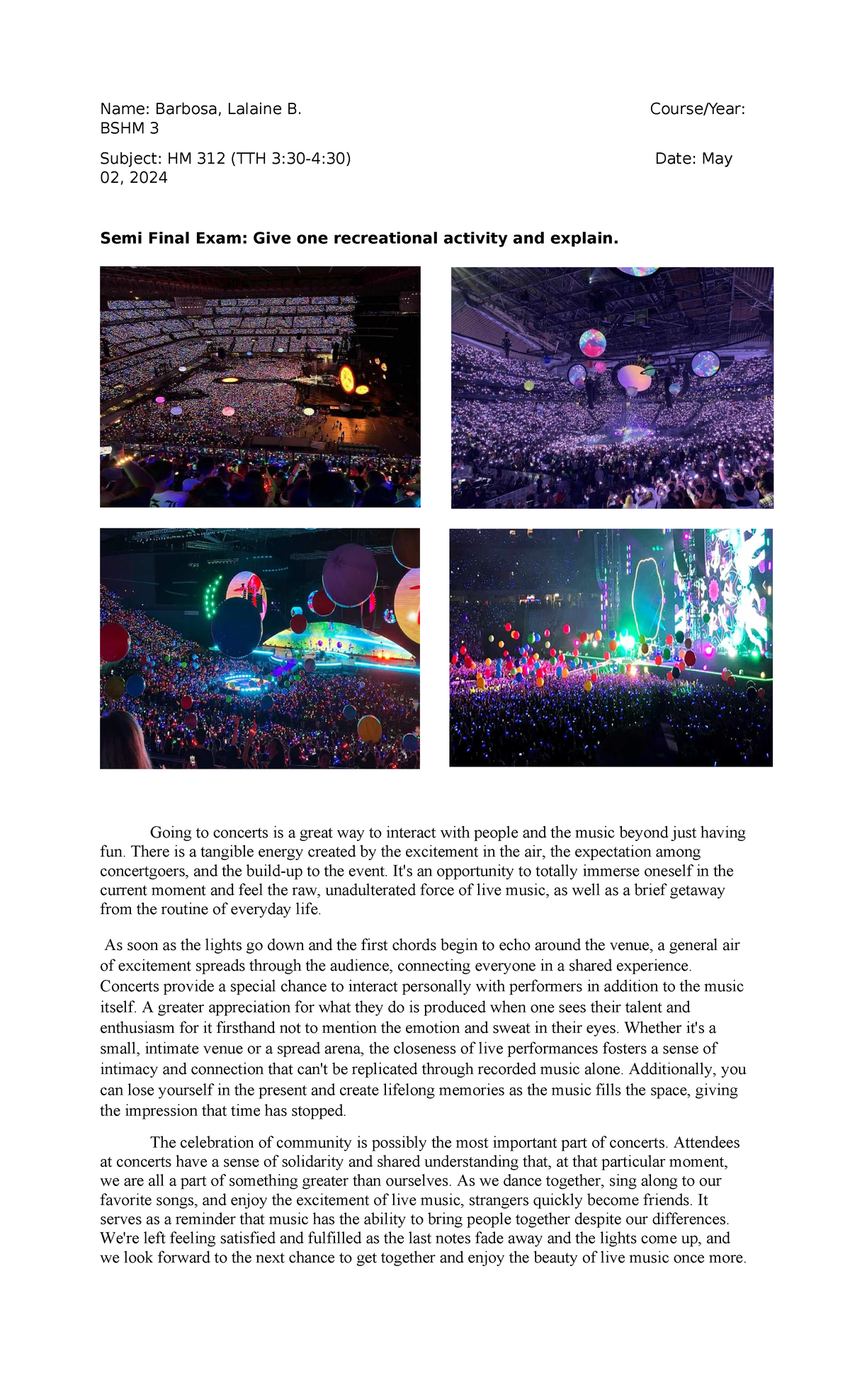 Clutch - BSHM 3 Subject: HM 312 (TTH 3:30-4:30) Date: May 02, 2024 Semi Final Exam: Give one ...