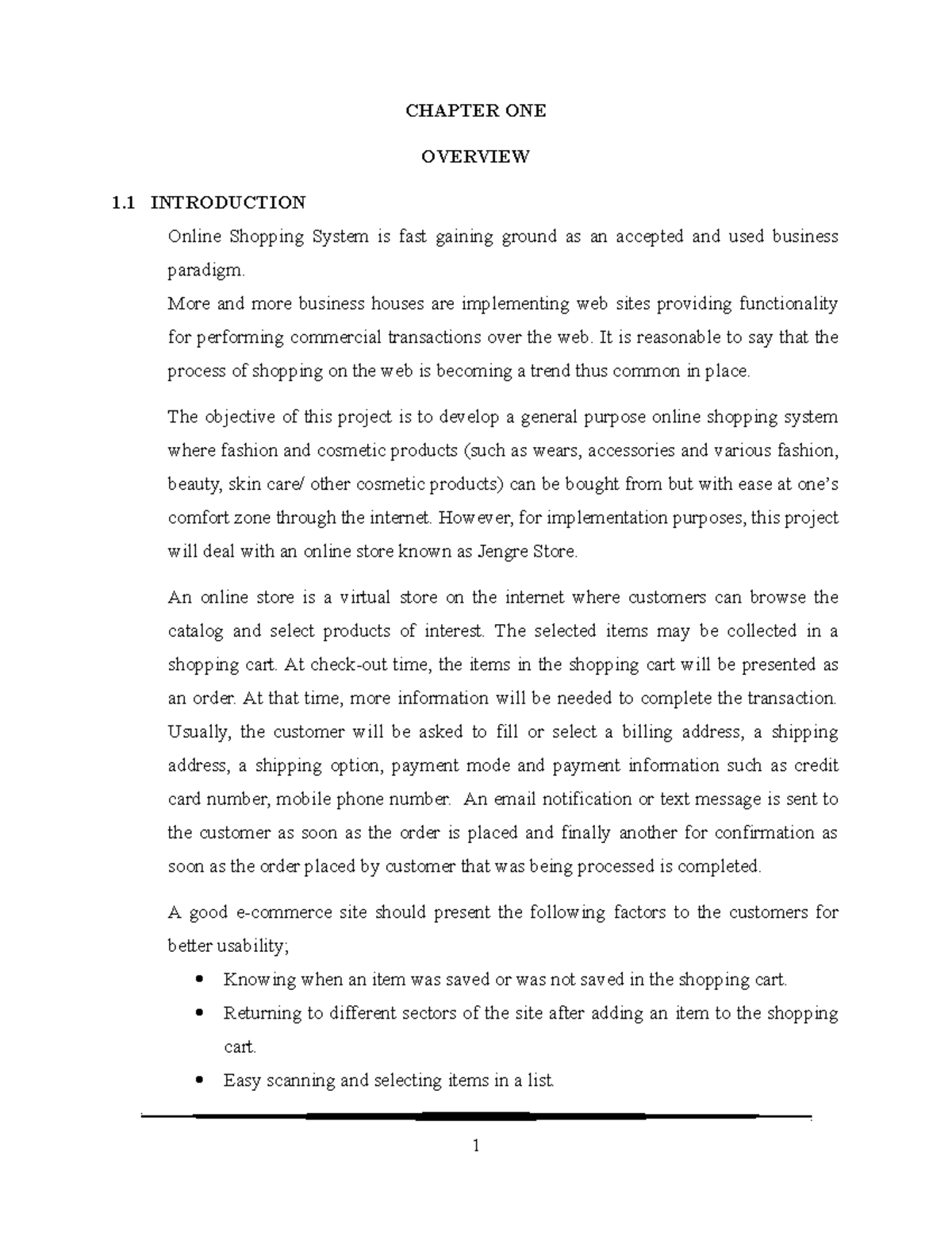 04 - Chapter FOUR - Heavs Store - CHAPTER ONE OVERVIEW 1 INTRODUCTION ...