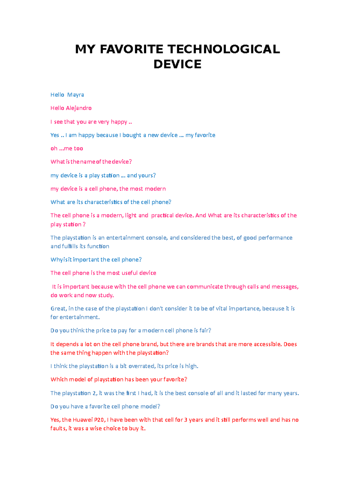 MY Favorite Technological Device - MY FAVORITE TECHNOLOGICAL DEVICE ...