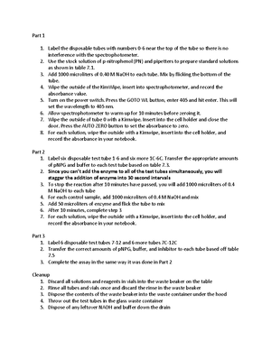 Lab 3 Prelab - step by step lab procedure put into my own words (which ...