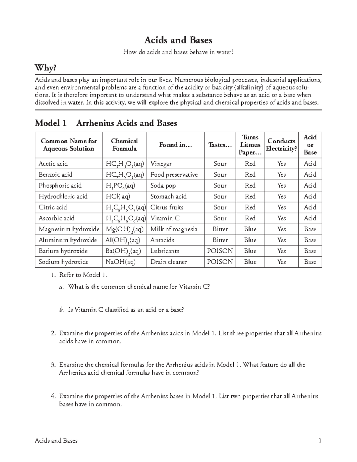 32 Acids and Bases-S - Chem - Acids and Bases 1 Acids and Bases How do ...