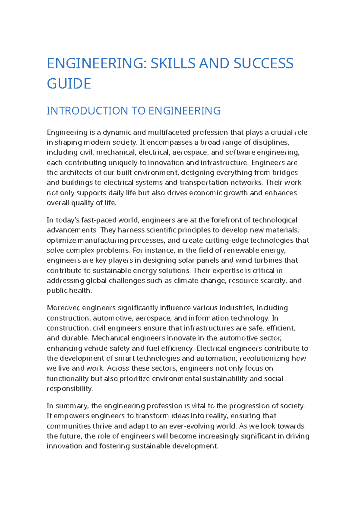 Engineering Skills and Success Guide - ENGINEERING: SKILLS AND SUCCESS ...