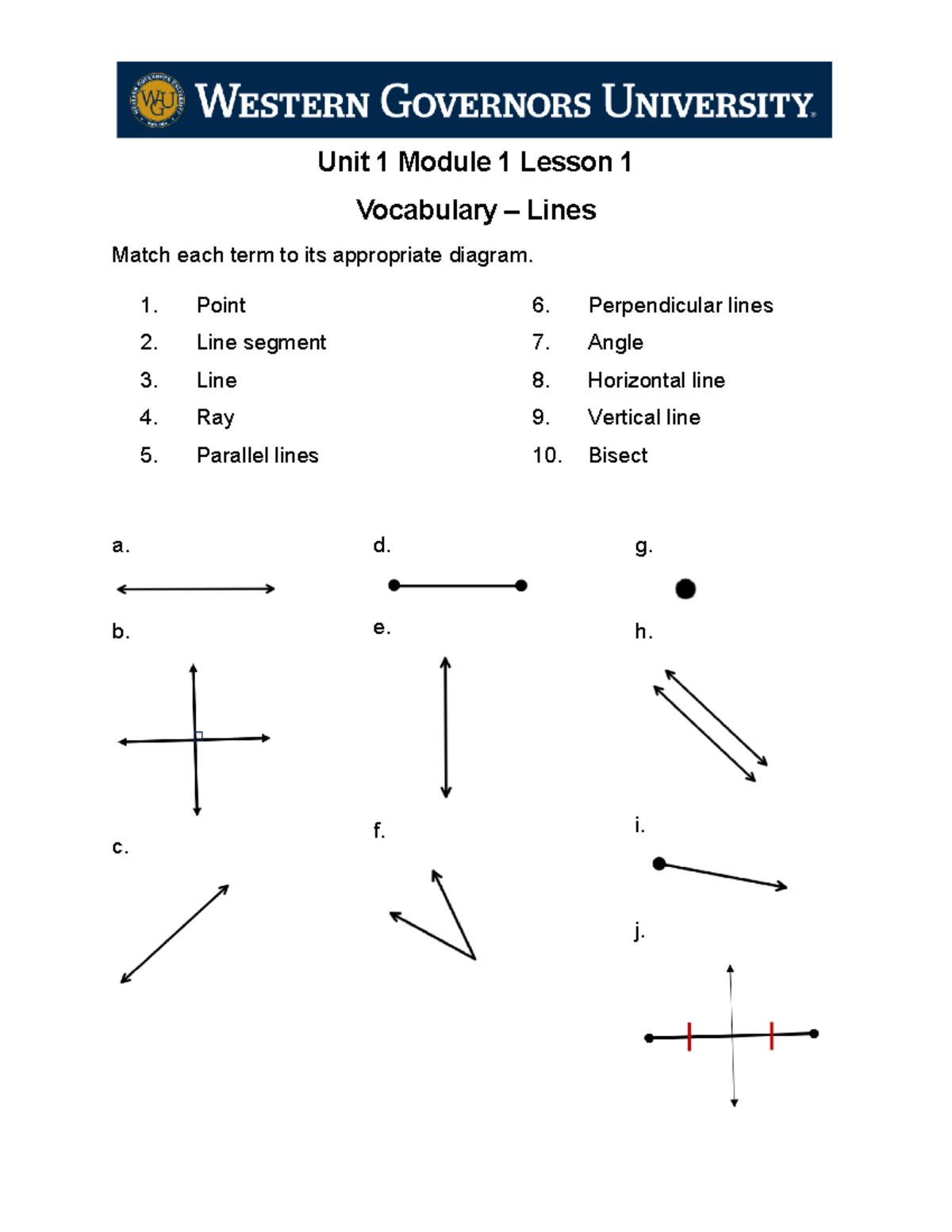 D127 D128 Unit 1 Module 1 Lesson 1 Vocabulary - Lines - D127 - Unit 1 ...