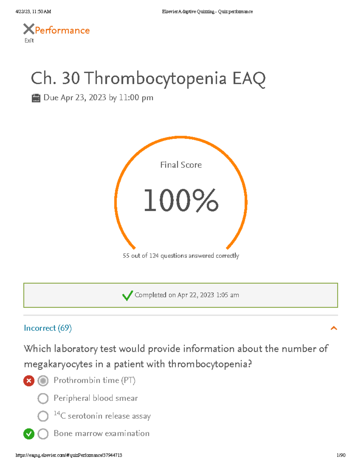 CH 30 Ch. 30 Thrombocytopenia EAQ - Exit Performance Ch. 30 ...