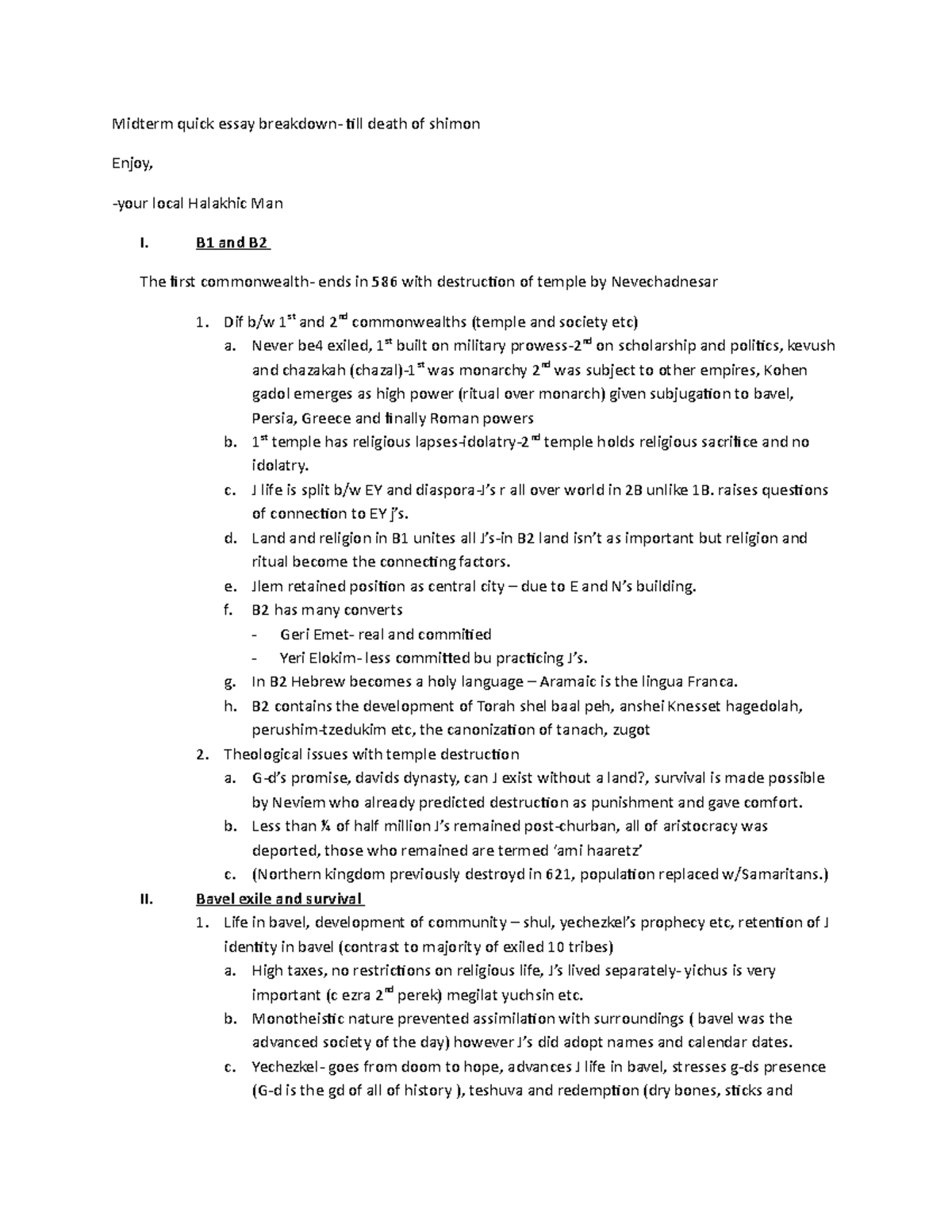 Midterm review essays - Full notes - Midterm quick essay breakdown ...