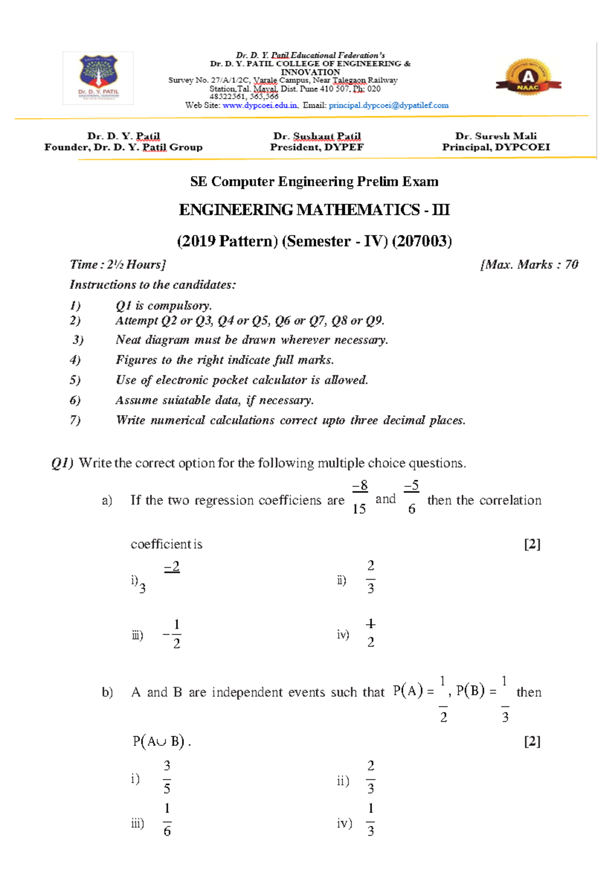 SE M3 Prelim Paper - 2 3 SE Computer Engineering Prelim Exam ...